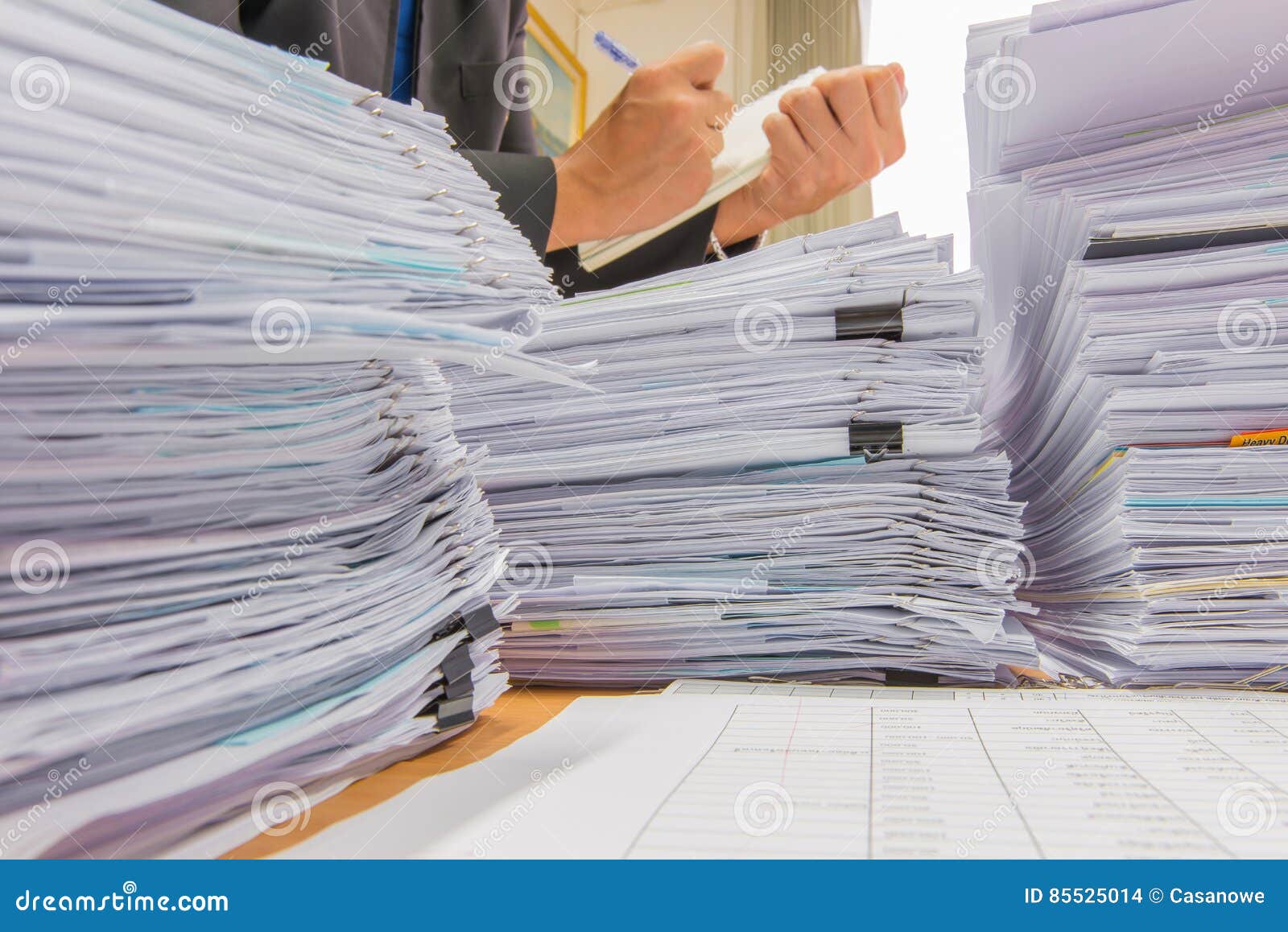 Documents on Desk Stack Up High Waiting To Be Managed Stock Photo ...