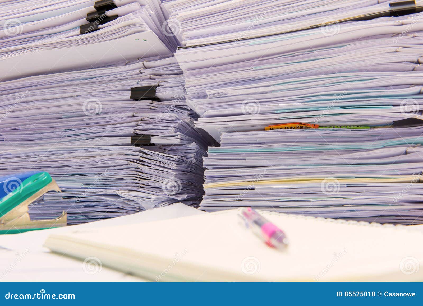 Documents on Desk Stack Up High Waiting To Be Managed.. Stock Photo ...