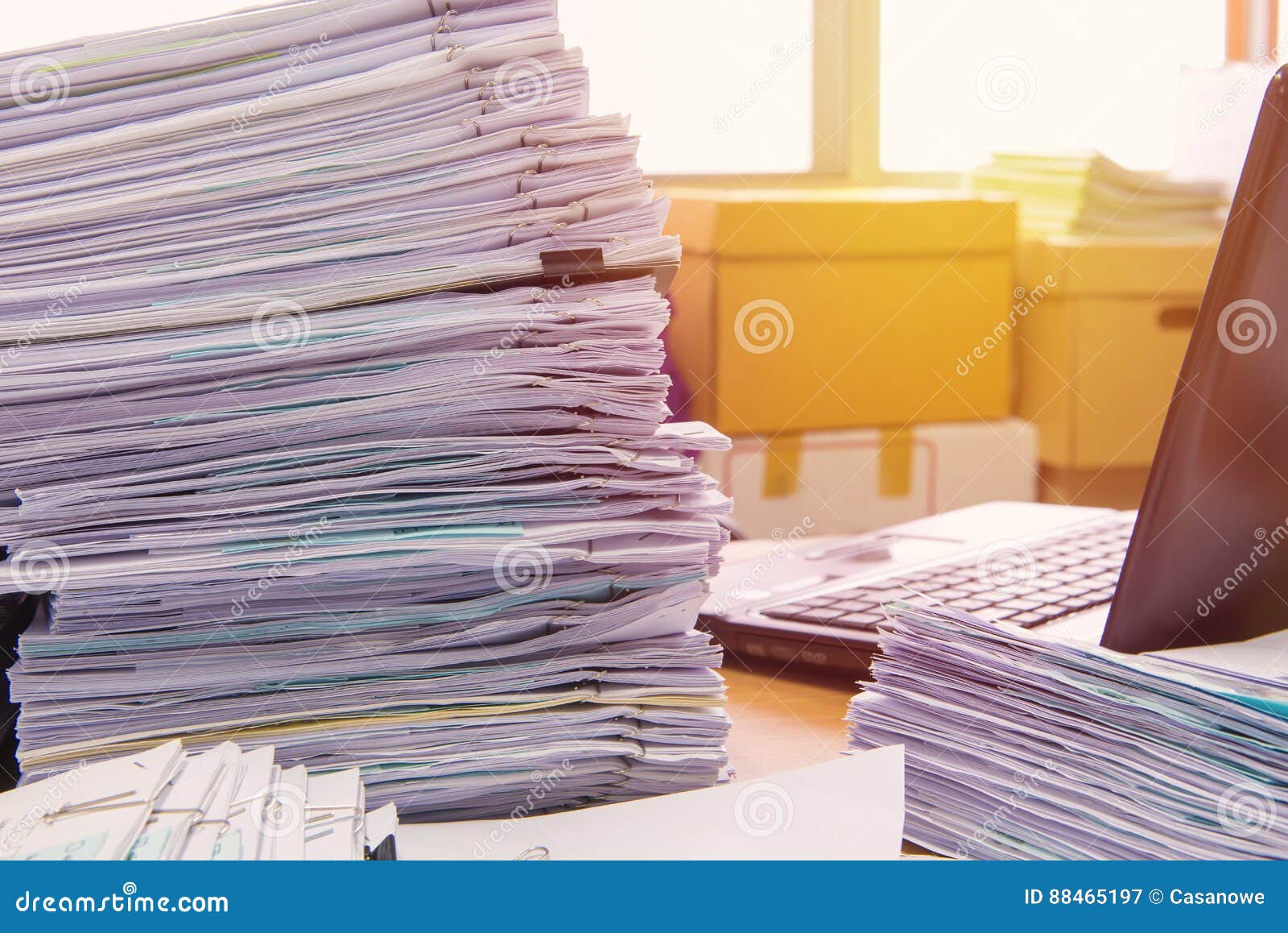Documents on Desk Stack Up High Waiting To Be Managed Stock Image ...
