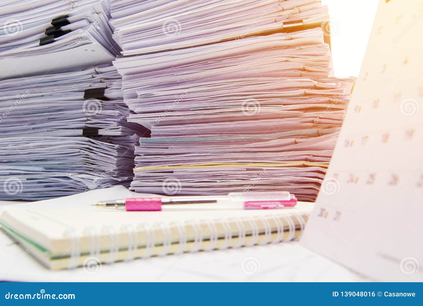 Documents on Desk Stack Up High Waiting To Be Managed Stock Photo ...