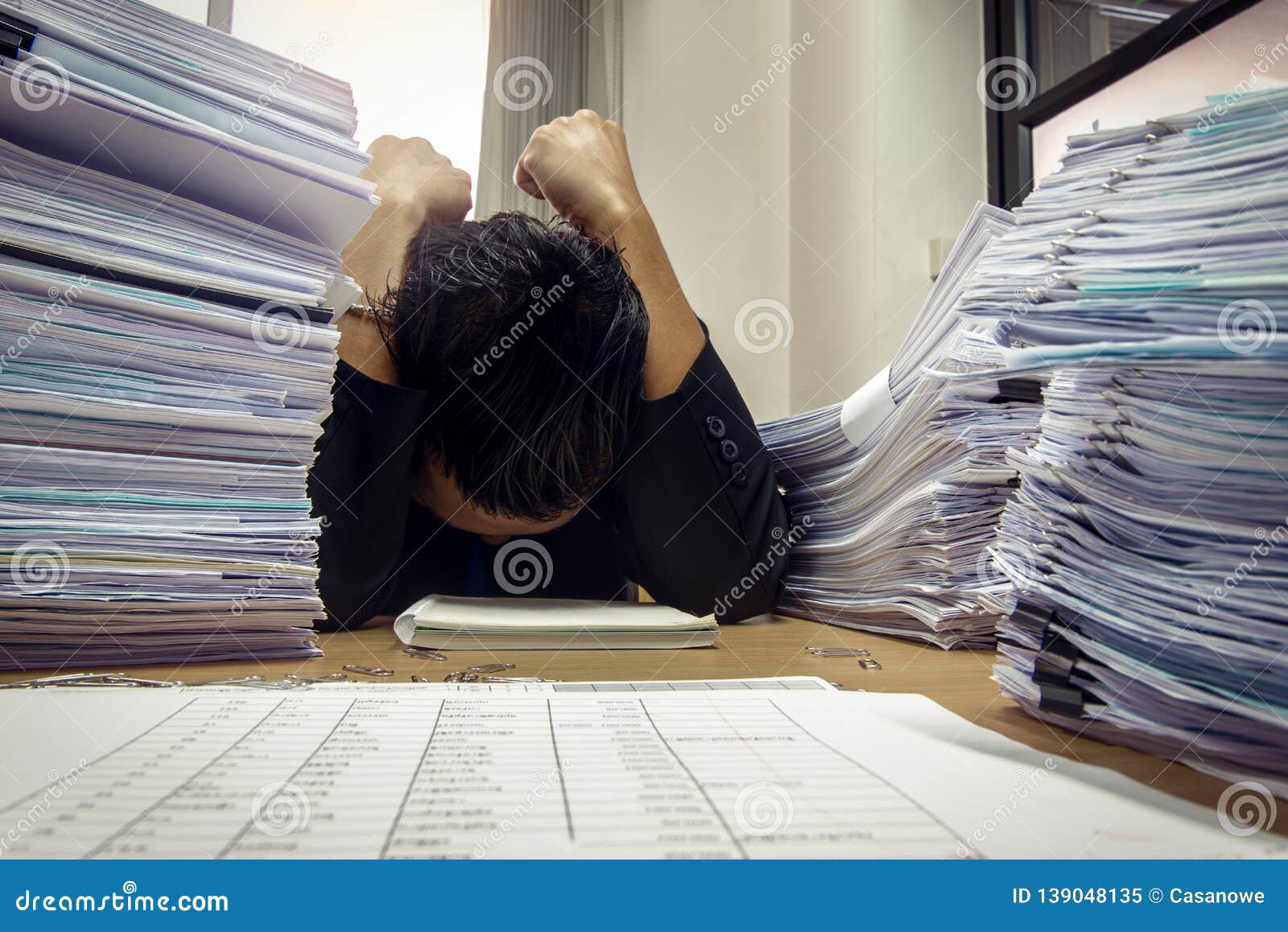 Documents on Desk Stack Up High Waiting To Be Managed Stock Image ...