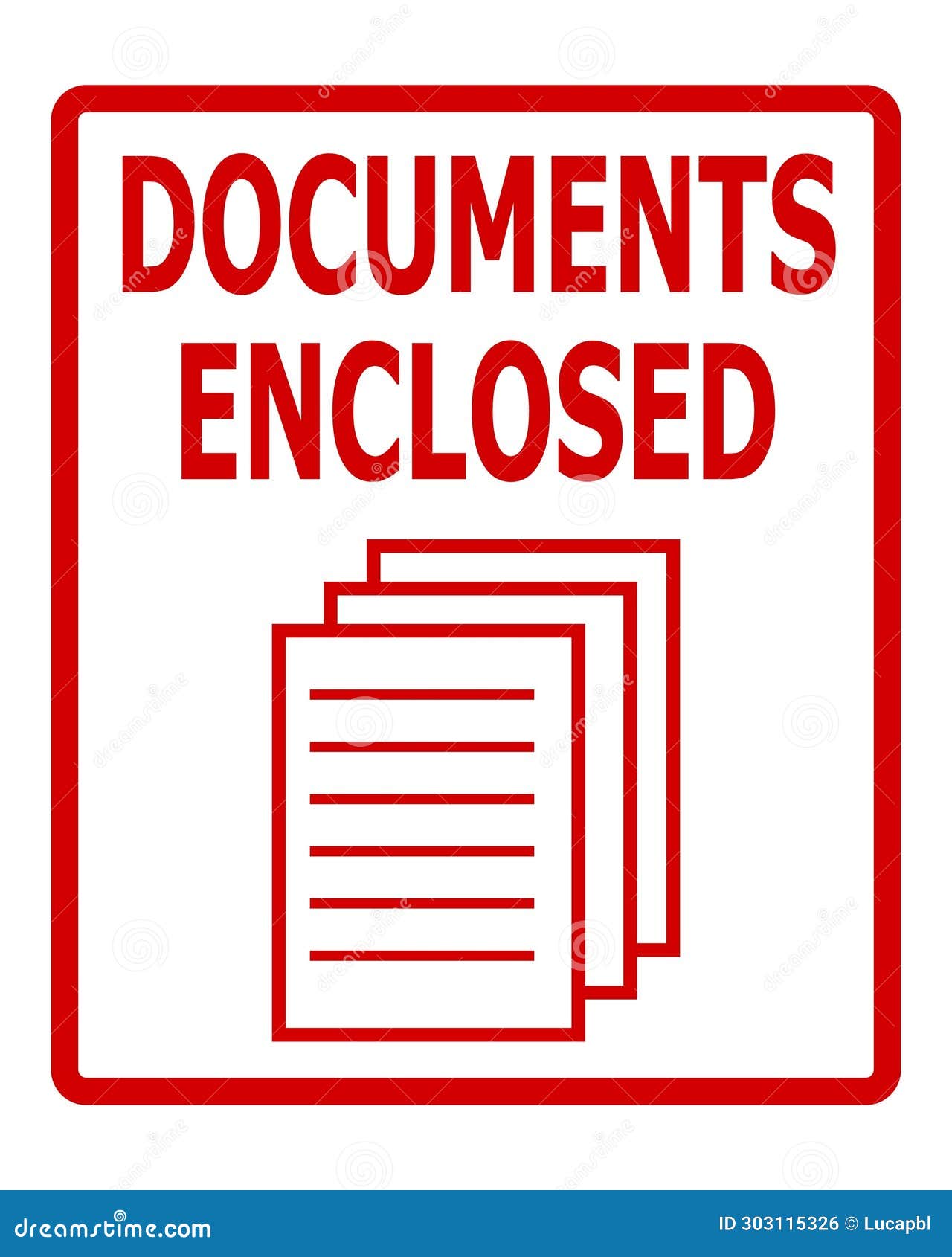 Documents Enclosed, Label Sign and Sticker for Packaging and Delivery ...