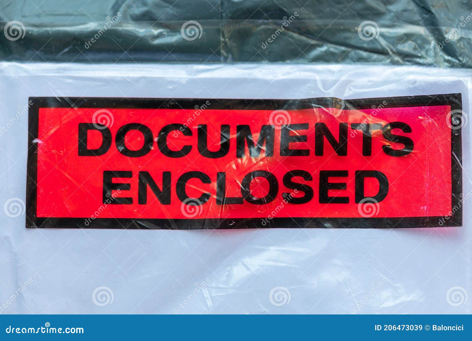 Documents Enclosed stock image. Image of papers, foil - 206473039