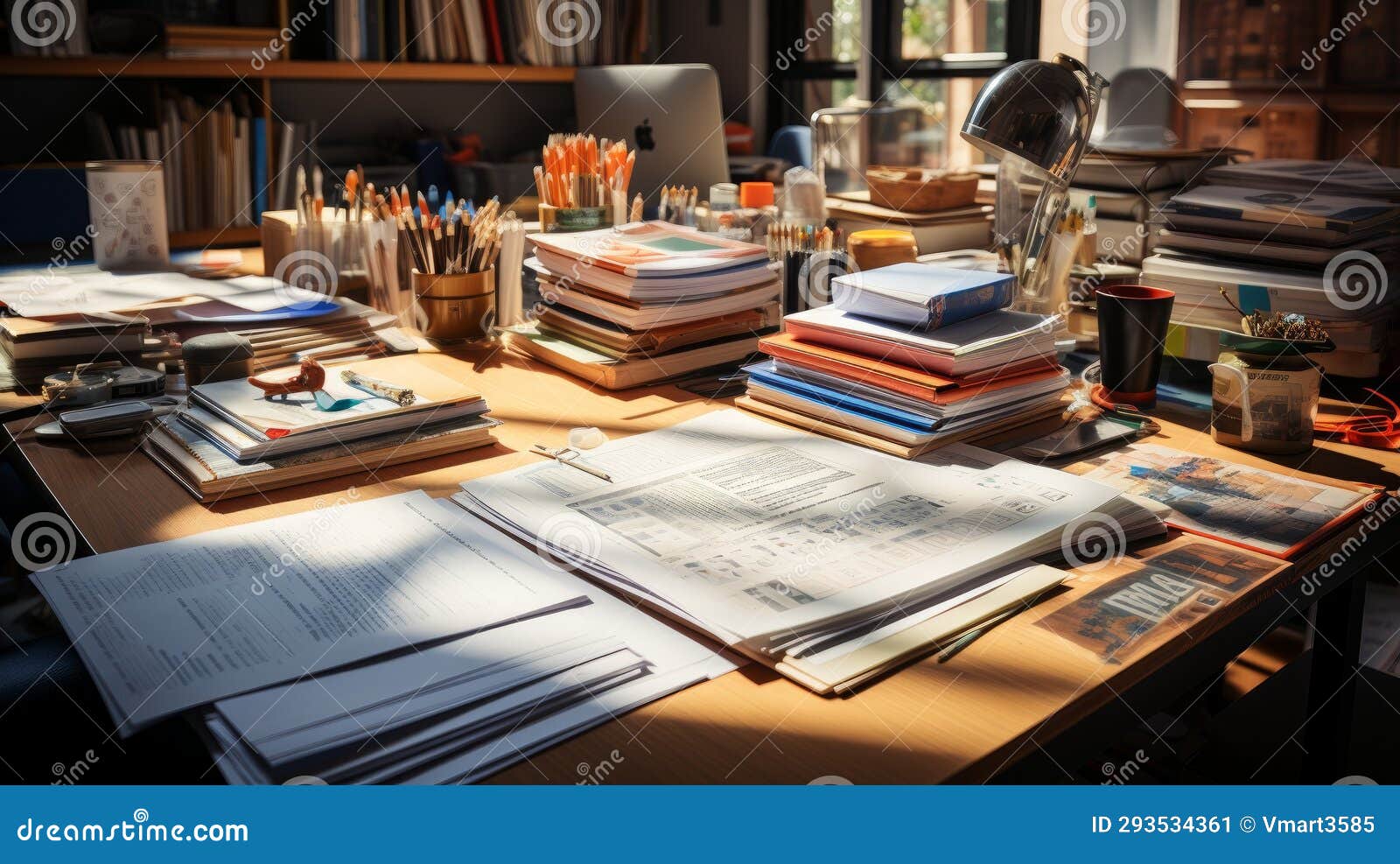 Documents and File Folders on Table. Office Documents Heap Stock ...