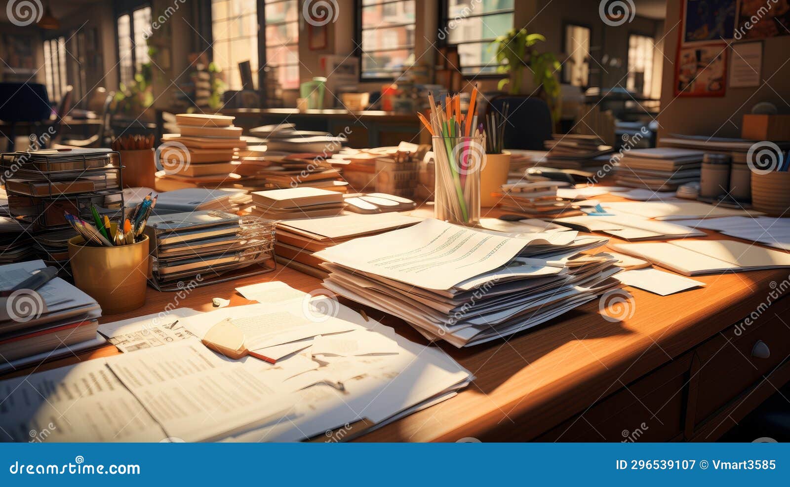 Documents and File Folders on Table. Office Documents Heap Stock ...