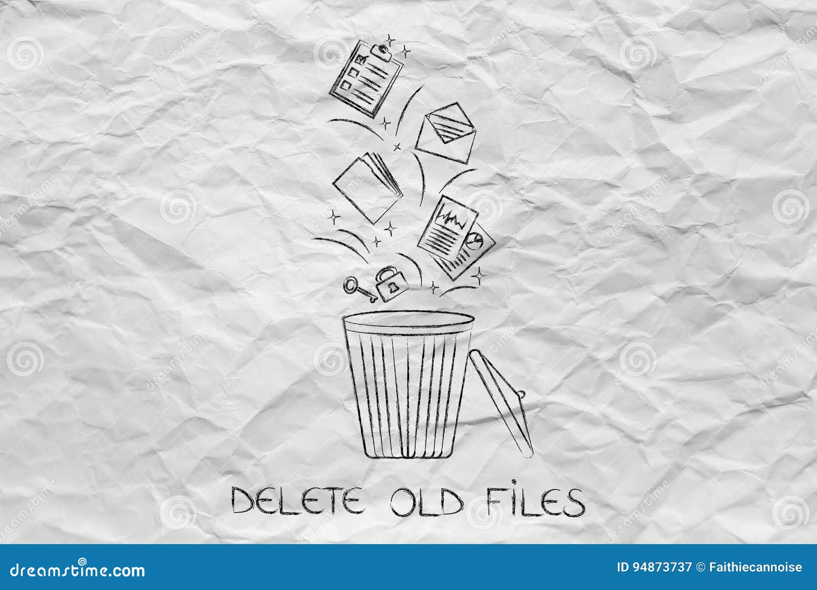 Documents and Files Falling into a Bin and Getting Deleted Stock ...