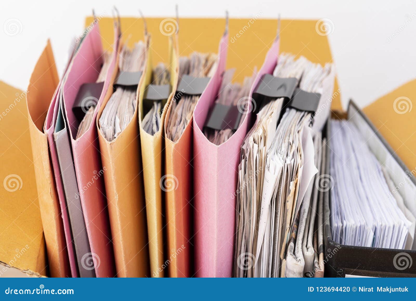 Documents and Files are Placed in a Brown Box. Stock Photo - Image of ...