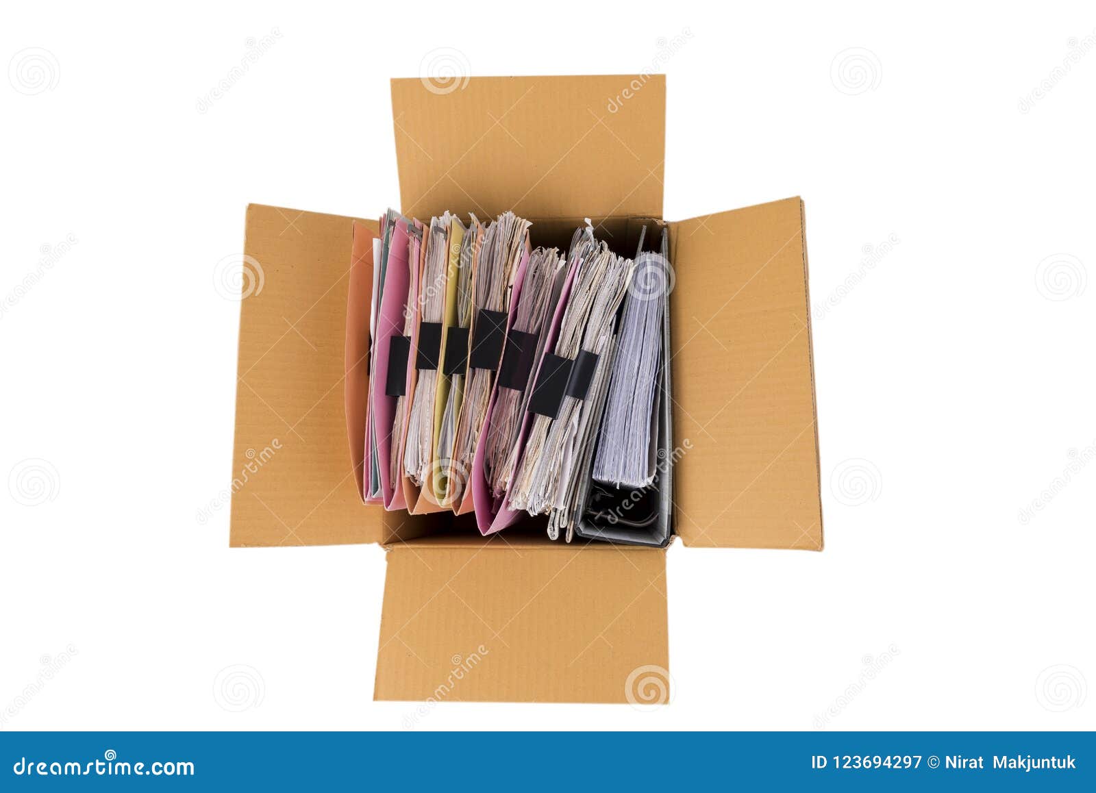 The Documents and Files are Placed in a Brown Box Stock Image - Image ...