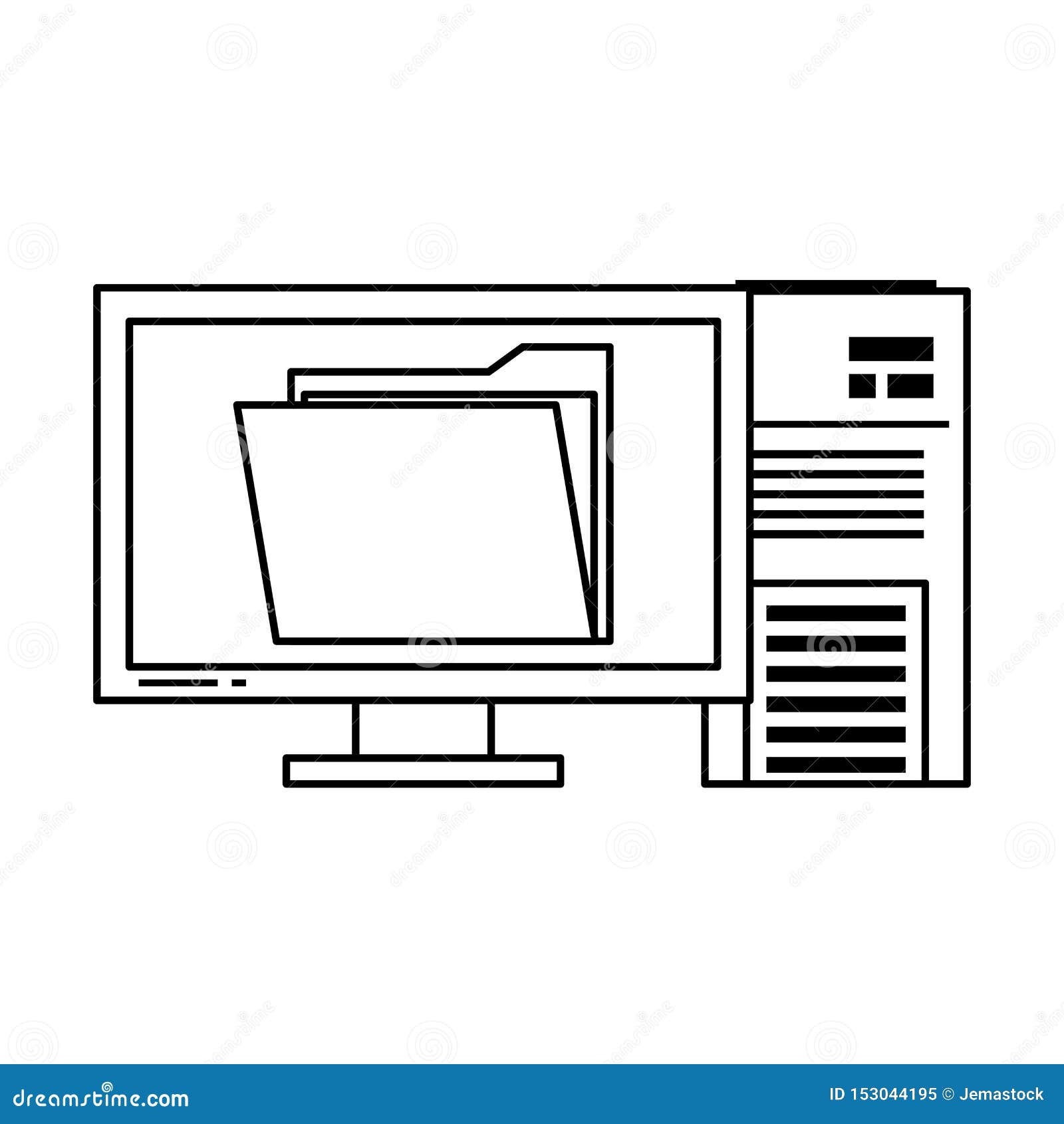 Documents Files System Archives Cartoon in Black and White Stock Vector ...