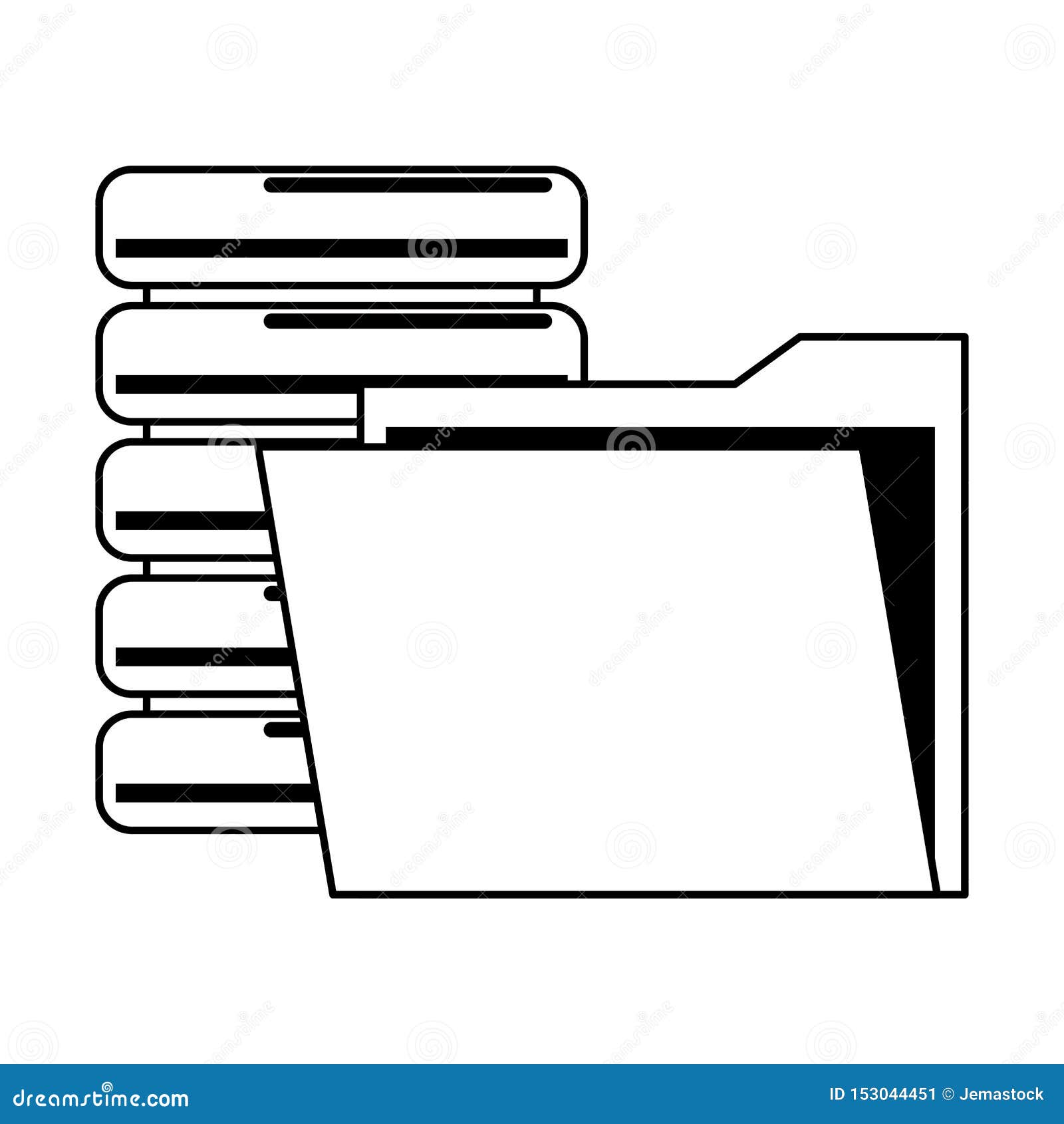 Documents Files System Archives Cartoon in Black and White Stock Vector ...