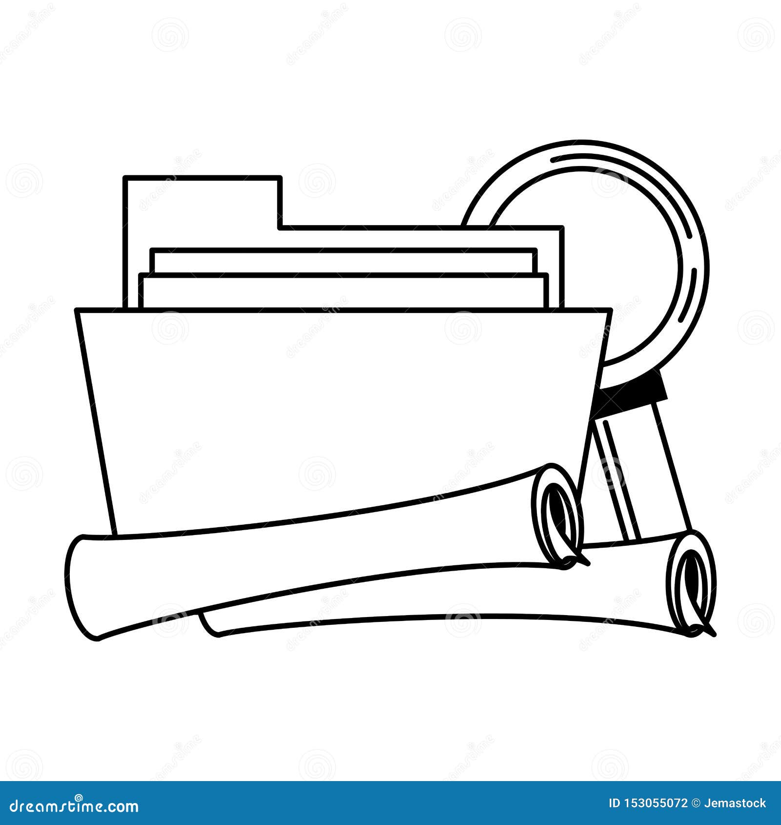 Documents Files System Archives Cartoon in Black and White Stock Vector ...