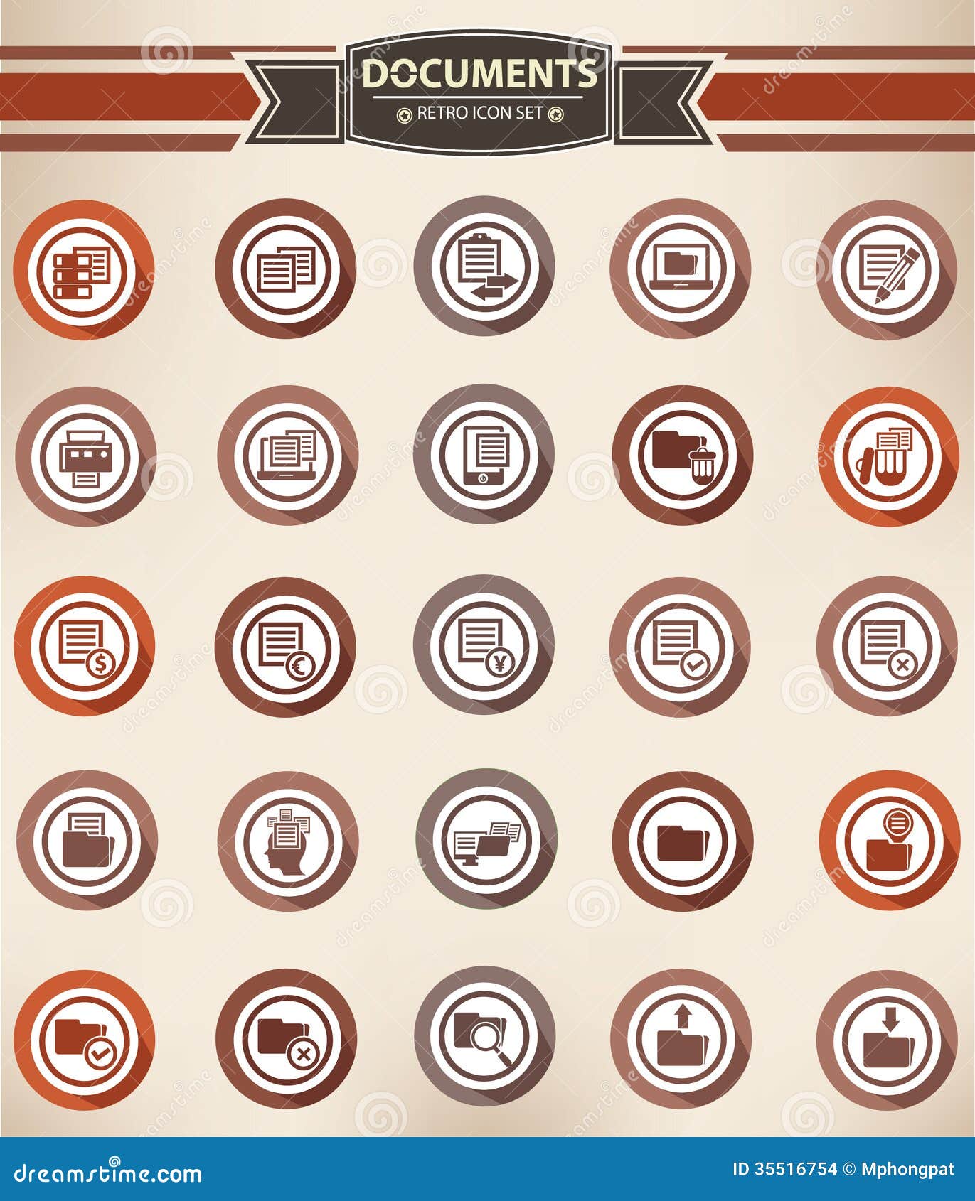 Documents and Folder Buttons Stock Vector - Illustration of layout ...