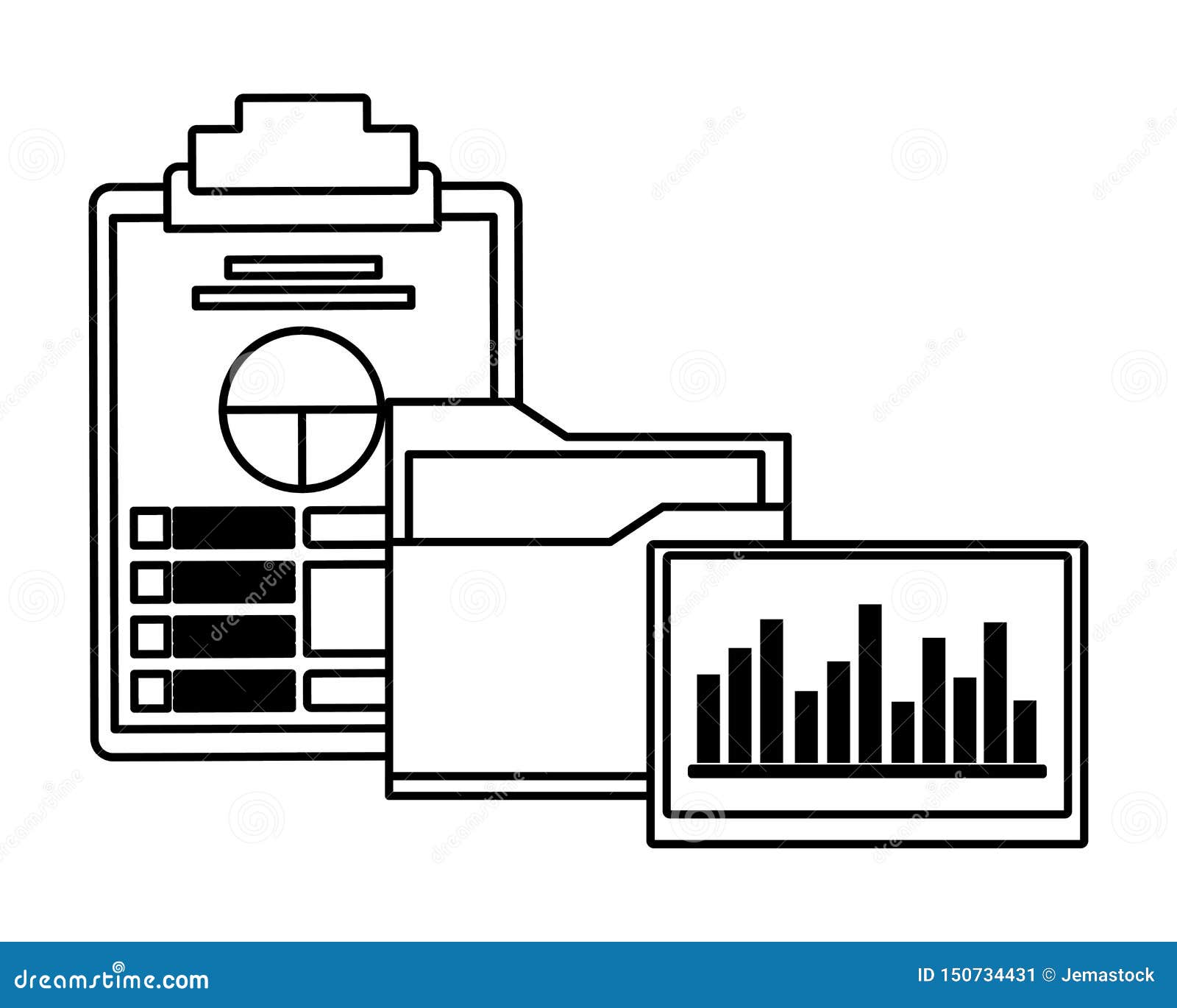 Documents Folder Files Icon Cartoon in Black and White Stock Vector ...