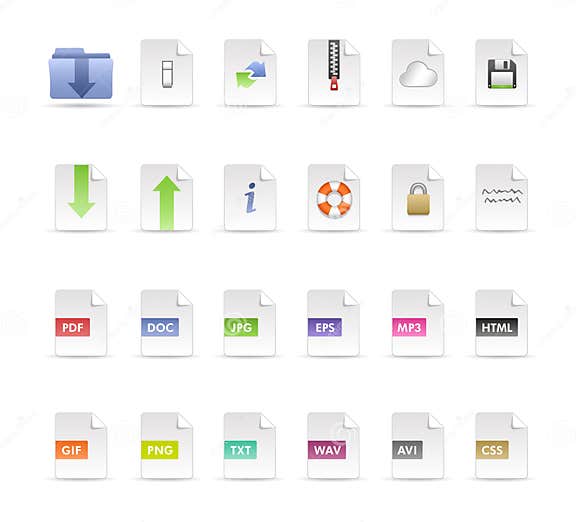 Documents and Folder Icon Set Stock Vector - Illustration of clip ...