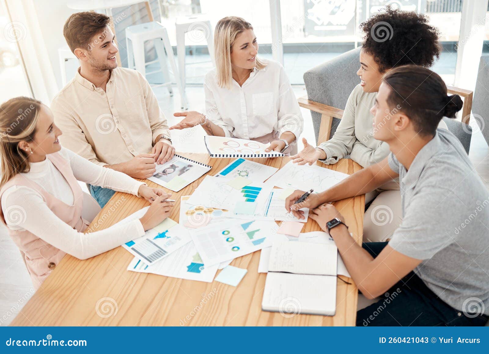 Documents, Graphs and Business People in Meeting for Analysis, Talking ...