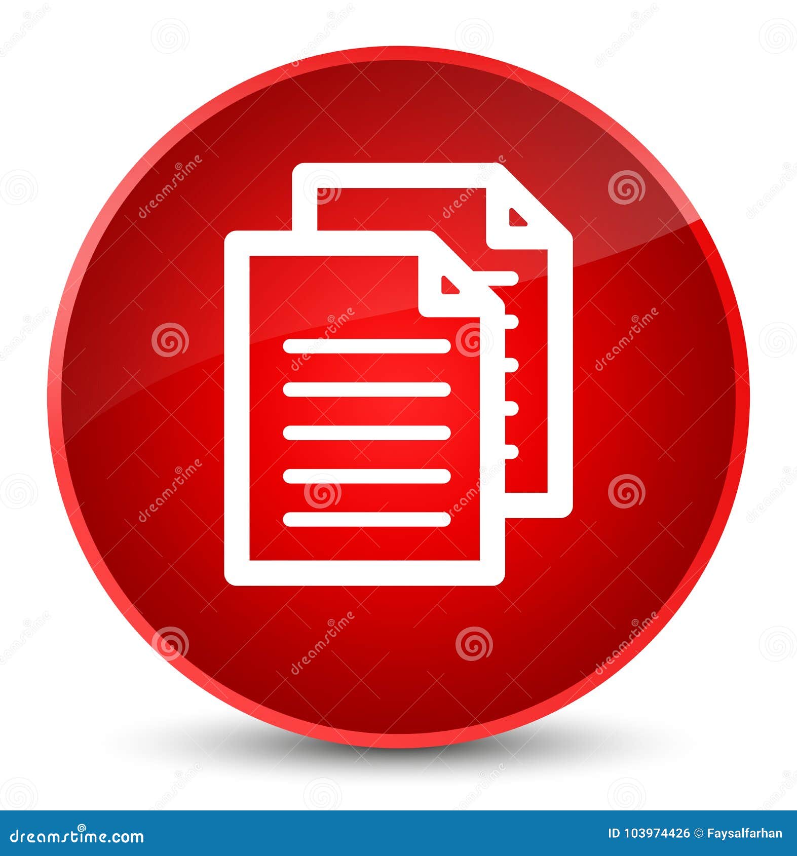 Documents Icon Elegant Red Round Button Stock Illustration ...