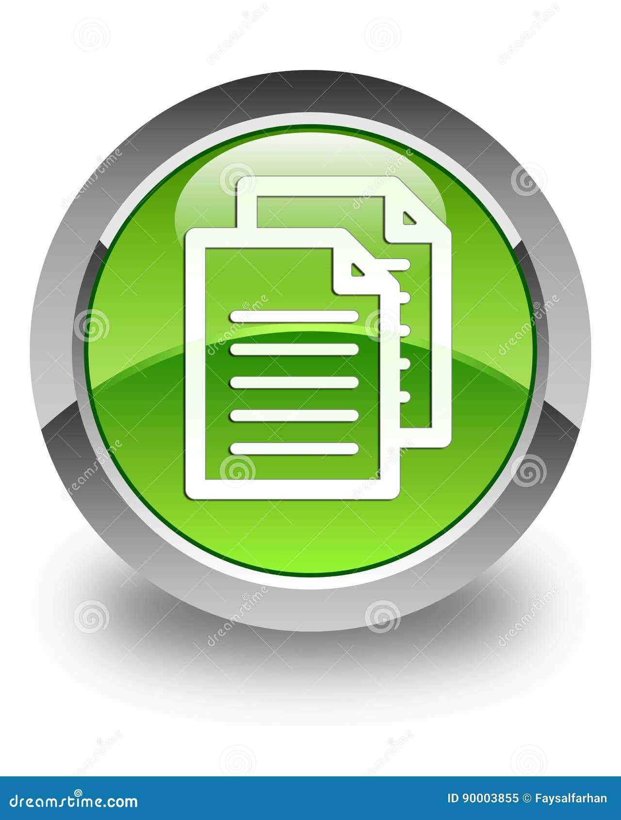 Documents Icon Glossy Green Round Button Stock Illustration ...
