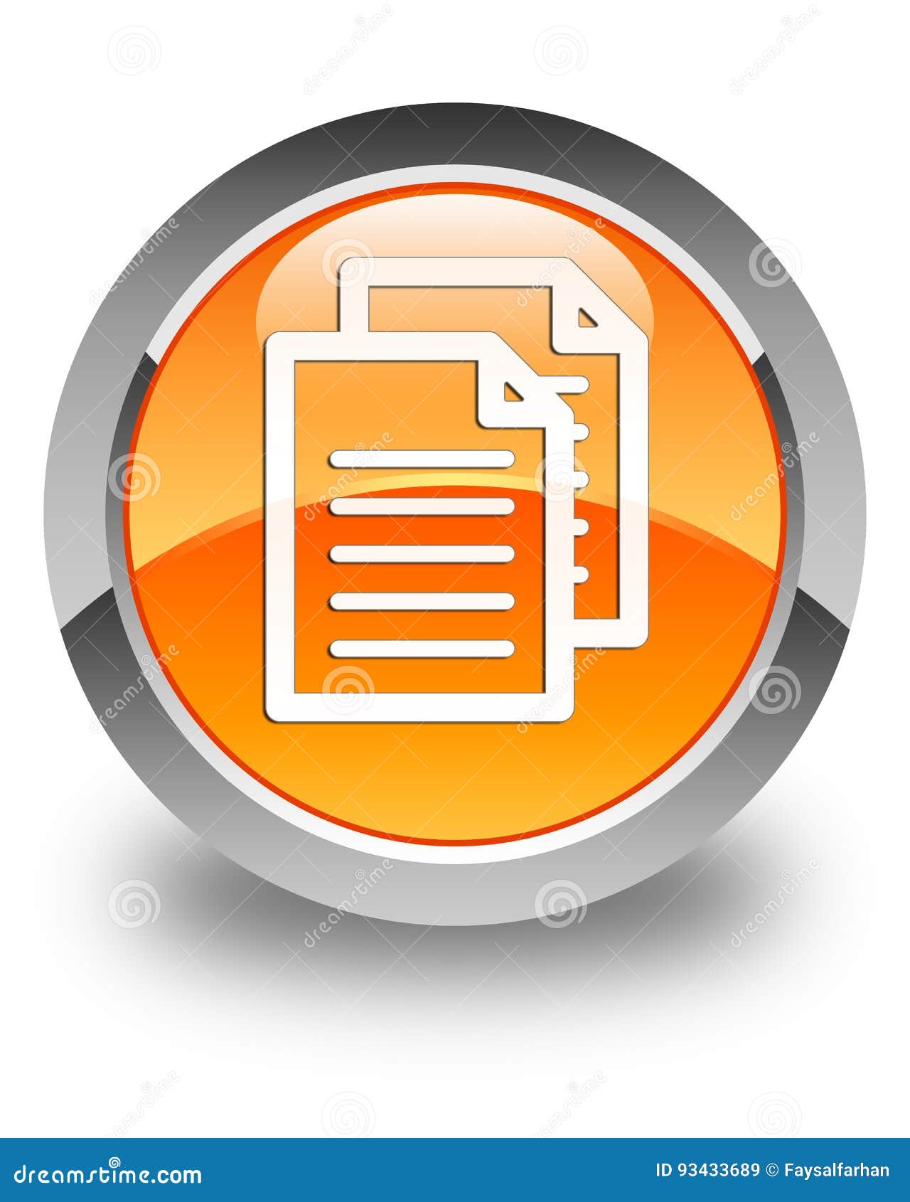 Documents Icon Glossy Orange Round Button Stock Illustration ...
