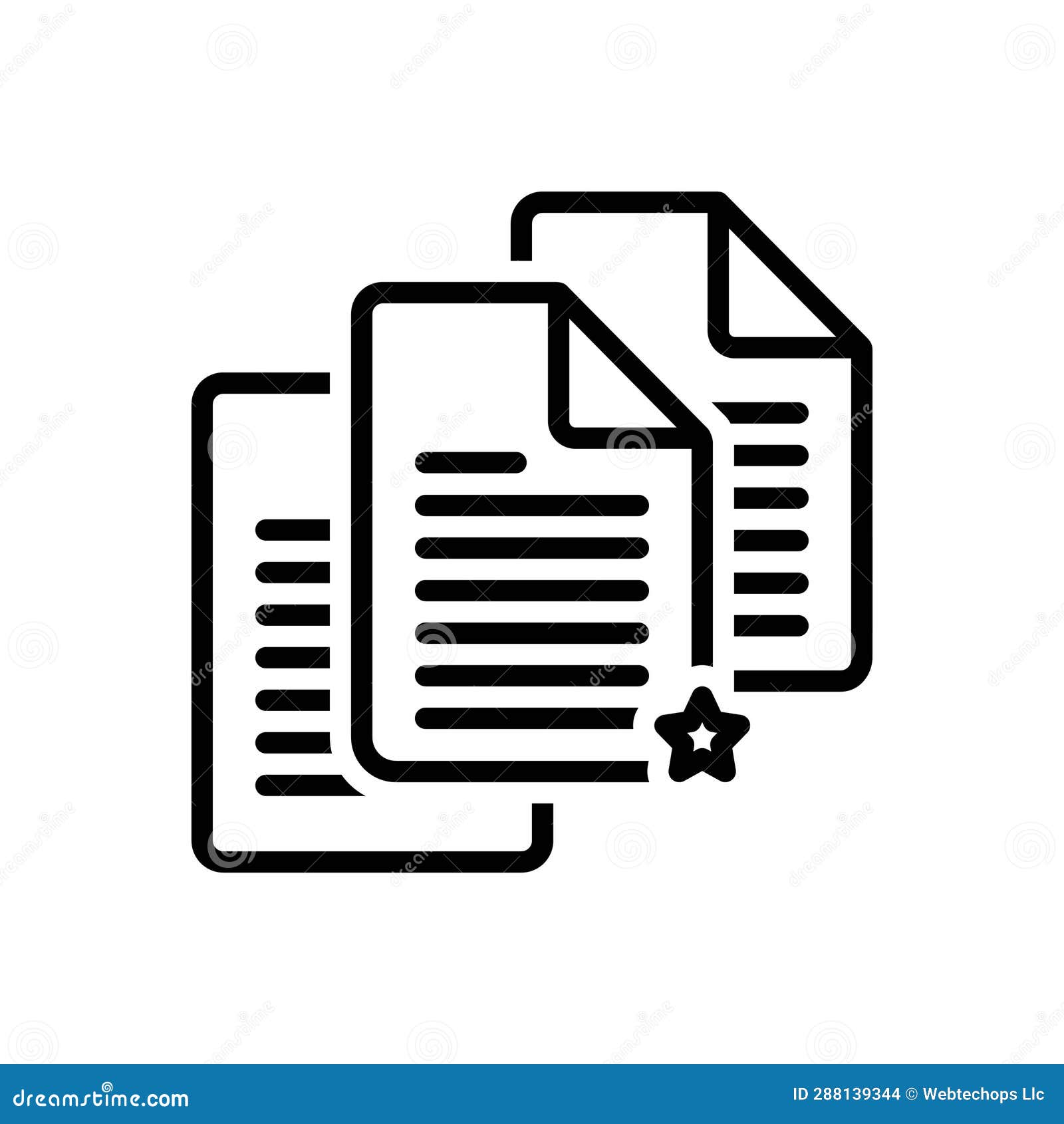 Black Line Icon for Documents, Official Paper and Copy Stock Vector ...