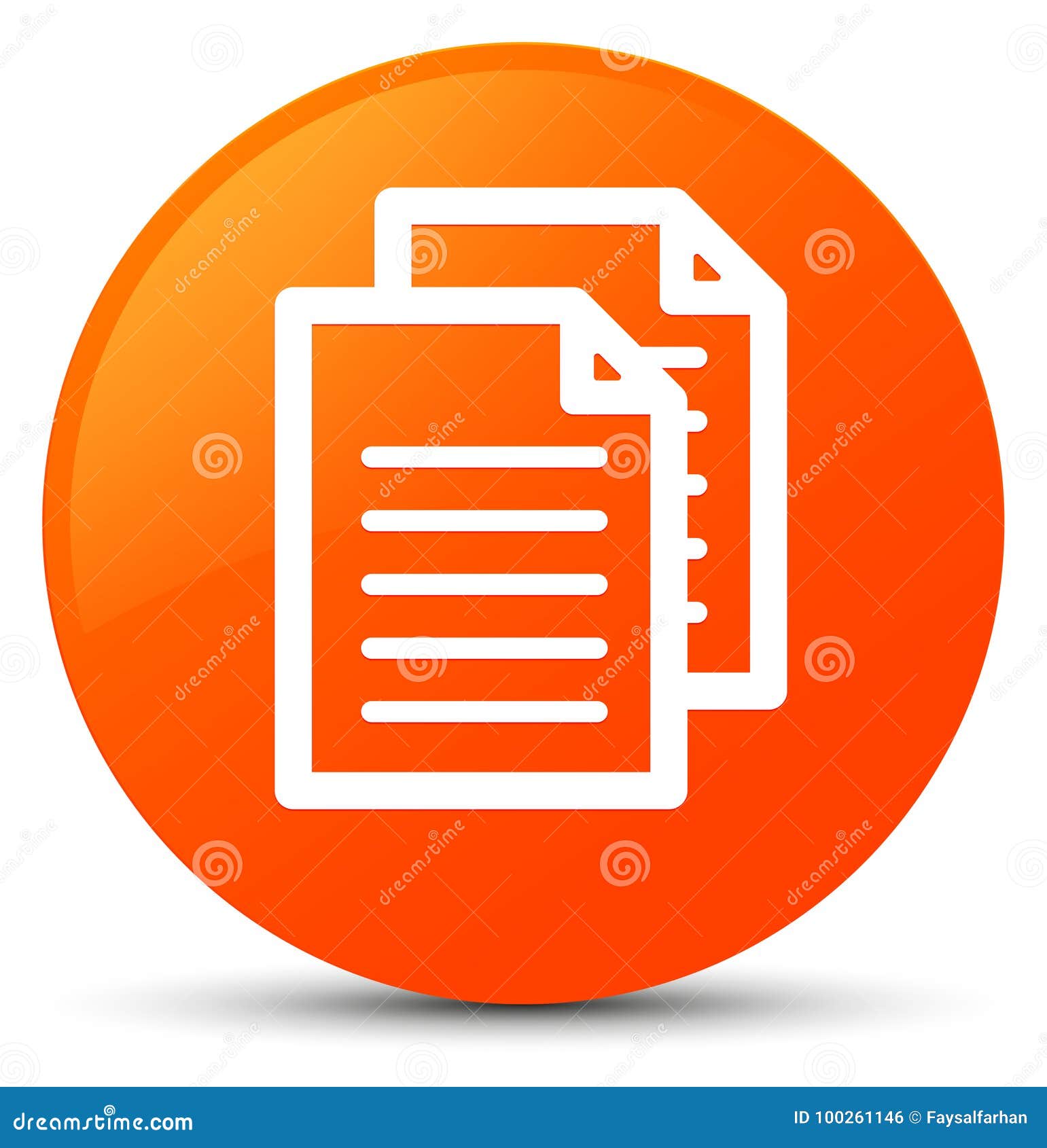 Documents Icon Orange Round Button Stock Illustration - Illustration of ...