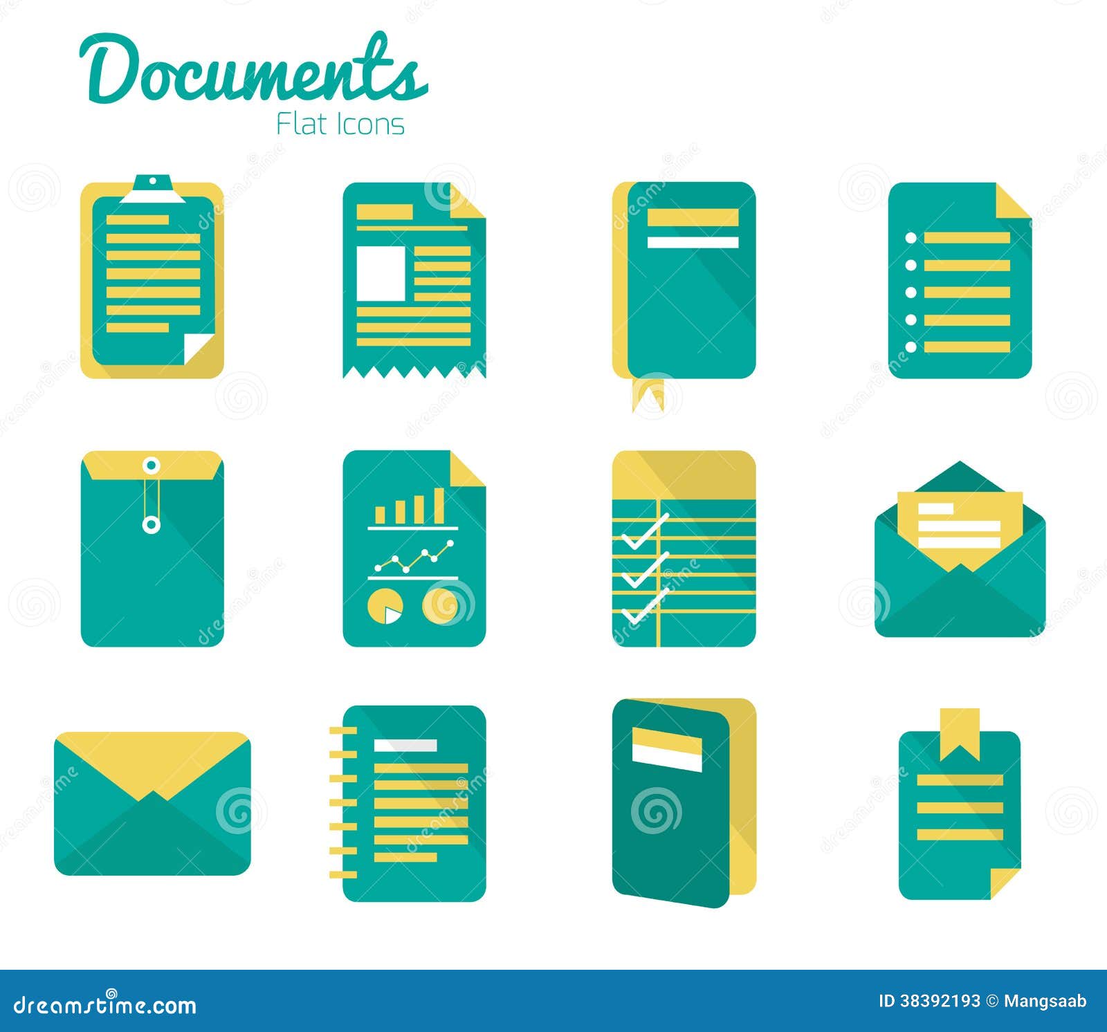 Documents icon set. stock vector. Illustration of shape - 38392193