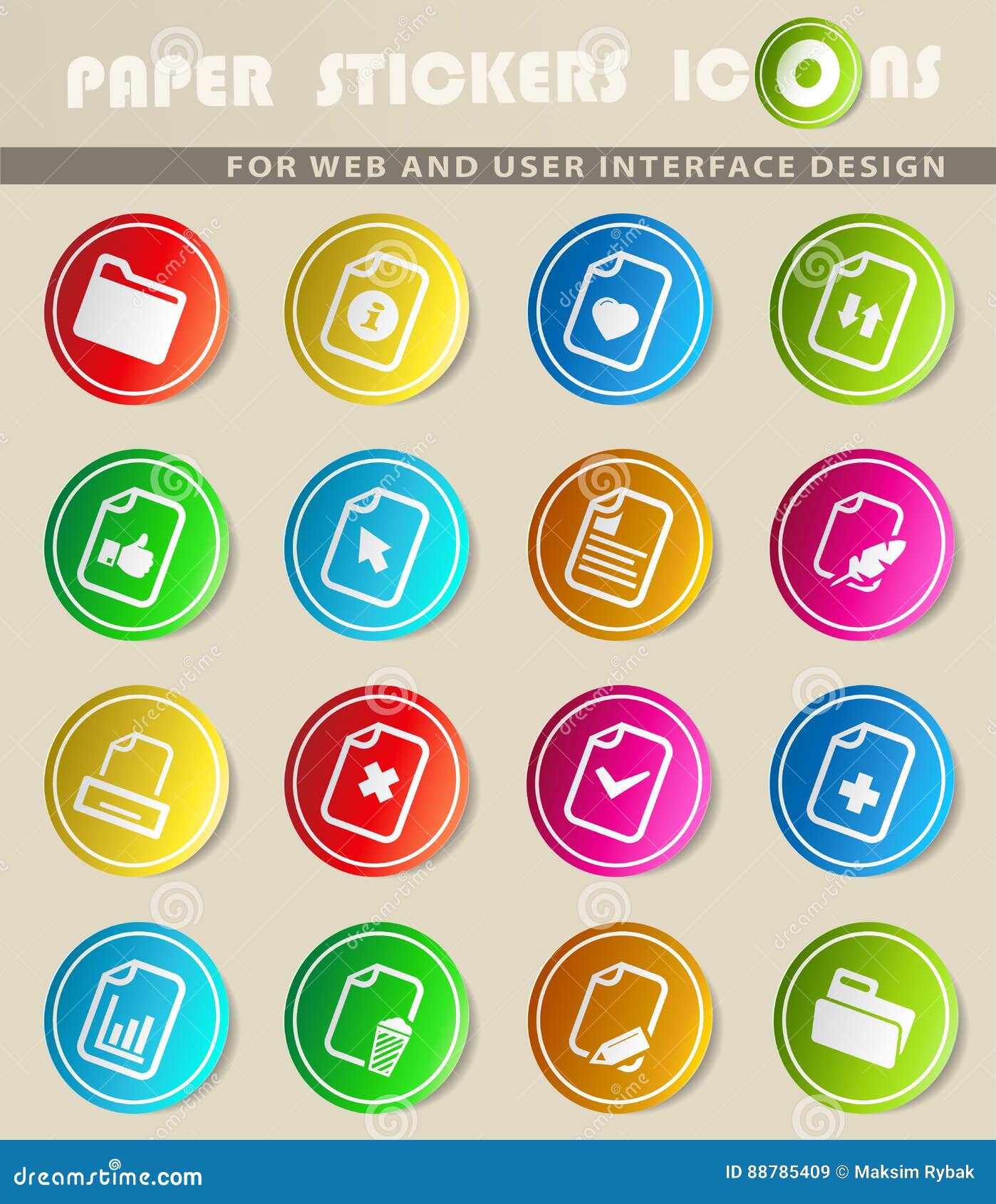 Documents icon set stock illustration. Illustration of color - 88785409