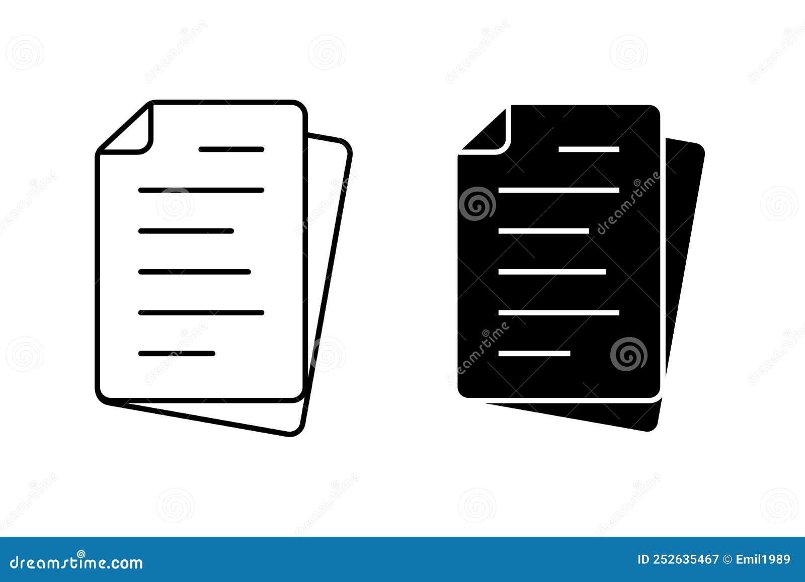 Documents Icon Set Line Style. Vector Stock Illustration - Illustration ...
