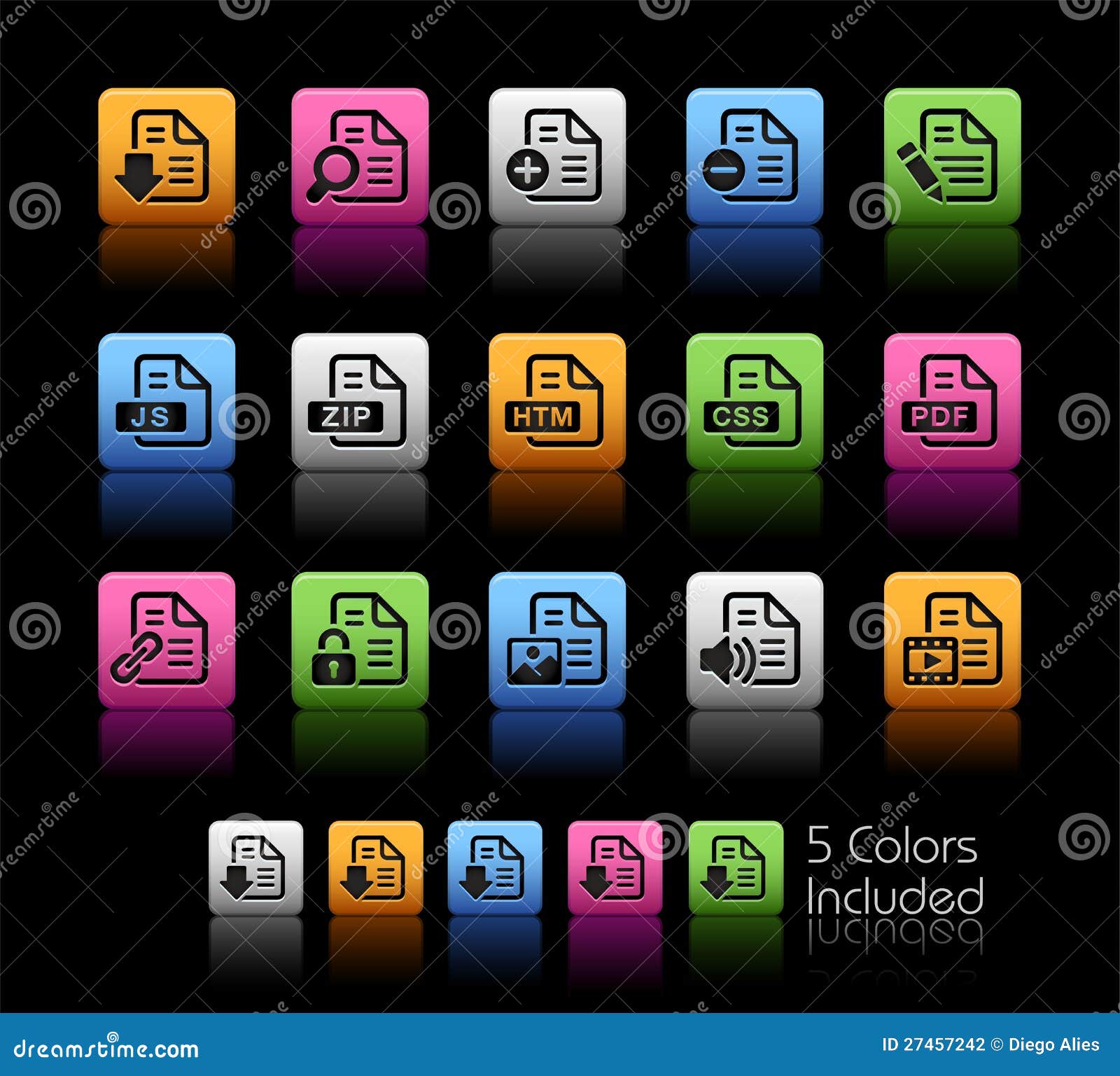 Documents Icons - 1 // Color Box Stock Vector - Illustration of paper ...