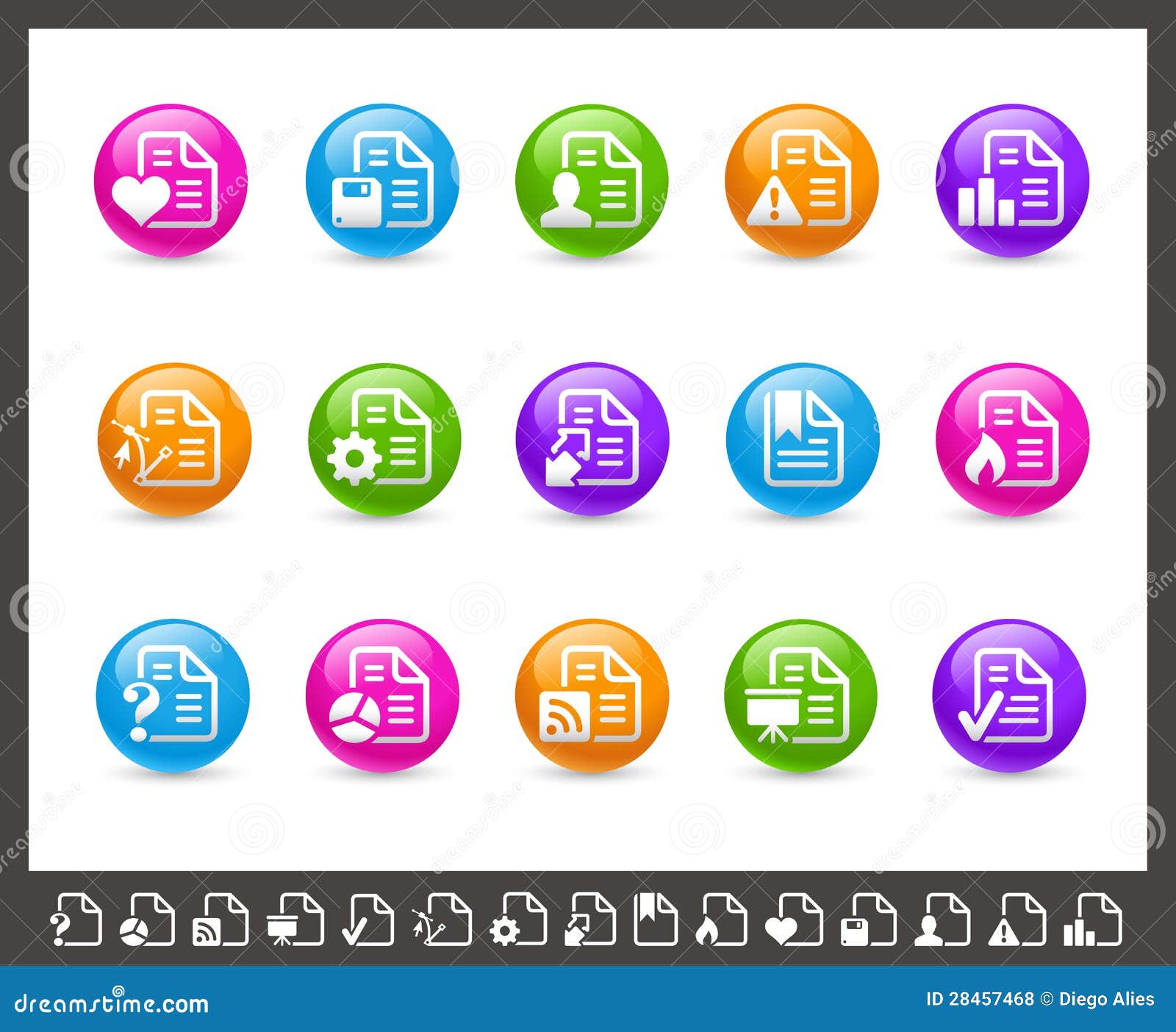 Documents Icons - 2 of 2 // Rainbow Series Stock Vector - Illustration ...