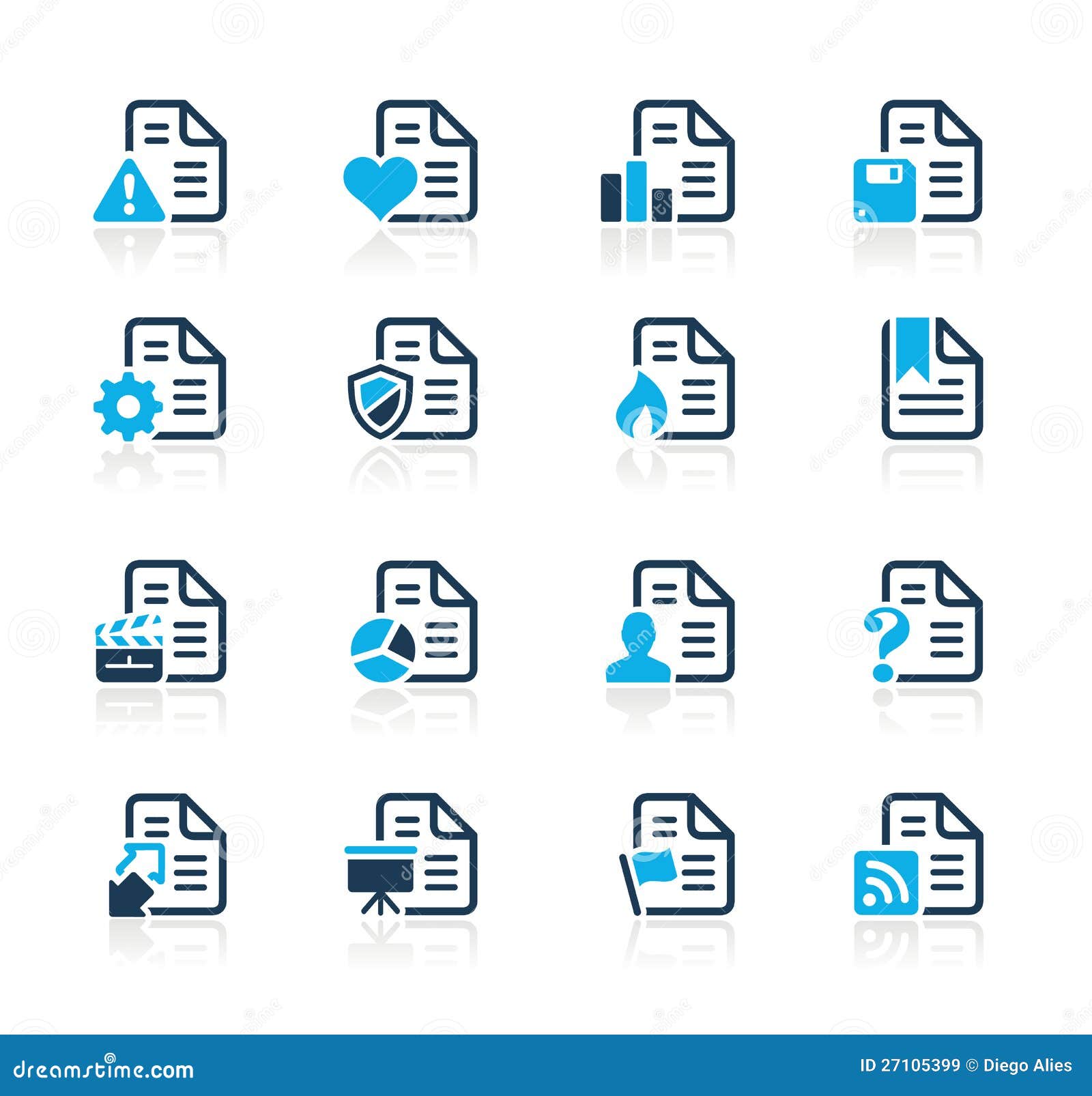 Documents Icons - 2 // Azure Series Stock Vector - Illustration of help ...