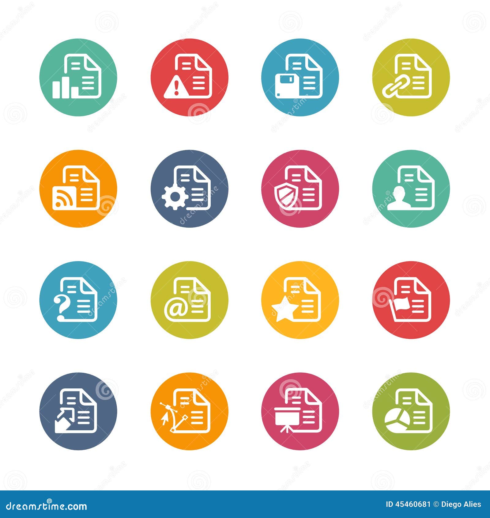 Documents Icons - 2 -- Fresh Colors Series Stock Vector - Illustration ...