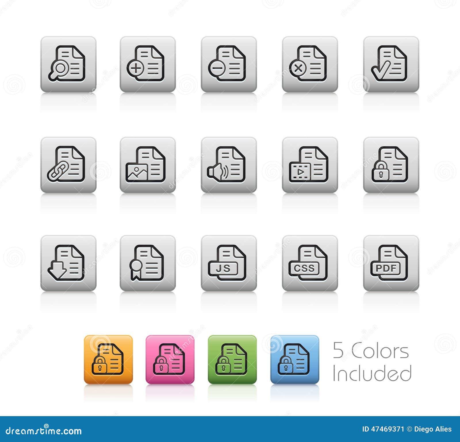 Documents Icons - 1 of 2 -- Outline Buttons Stock Vector - Illustration ...