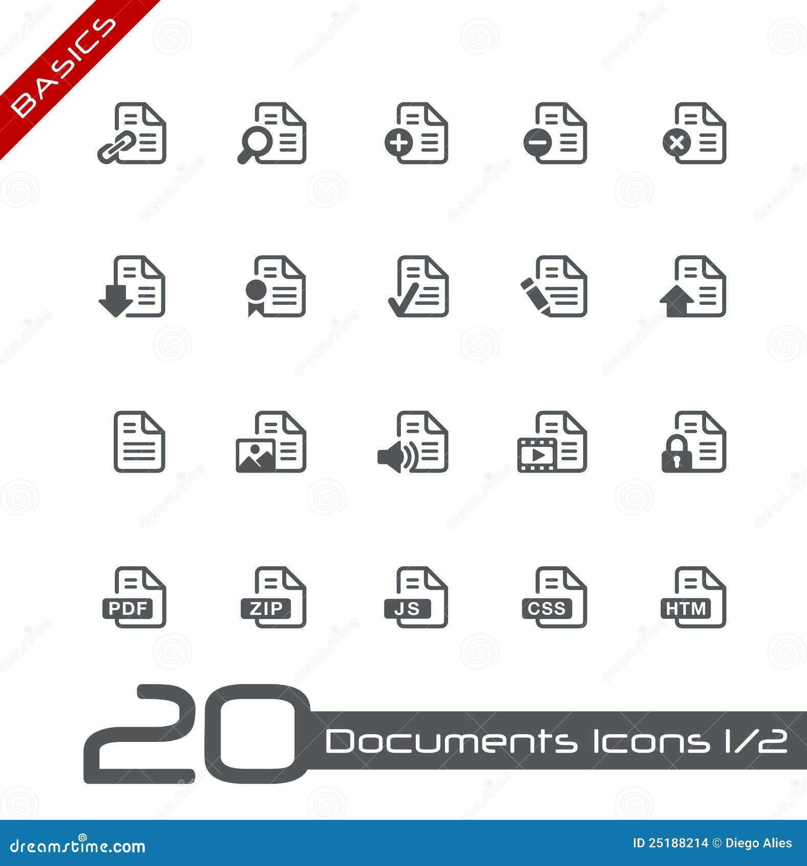 Documents Icons - Set 1 of 2 // Basics Stock Vector - Illustration of ...