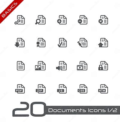Documents Icons - Set 1 of 2 // Basics Stock Vector - Illustration of ...