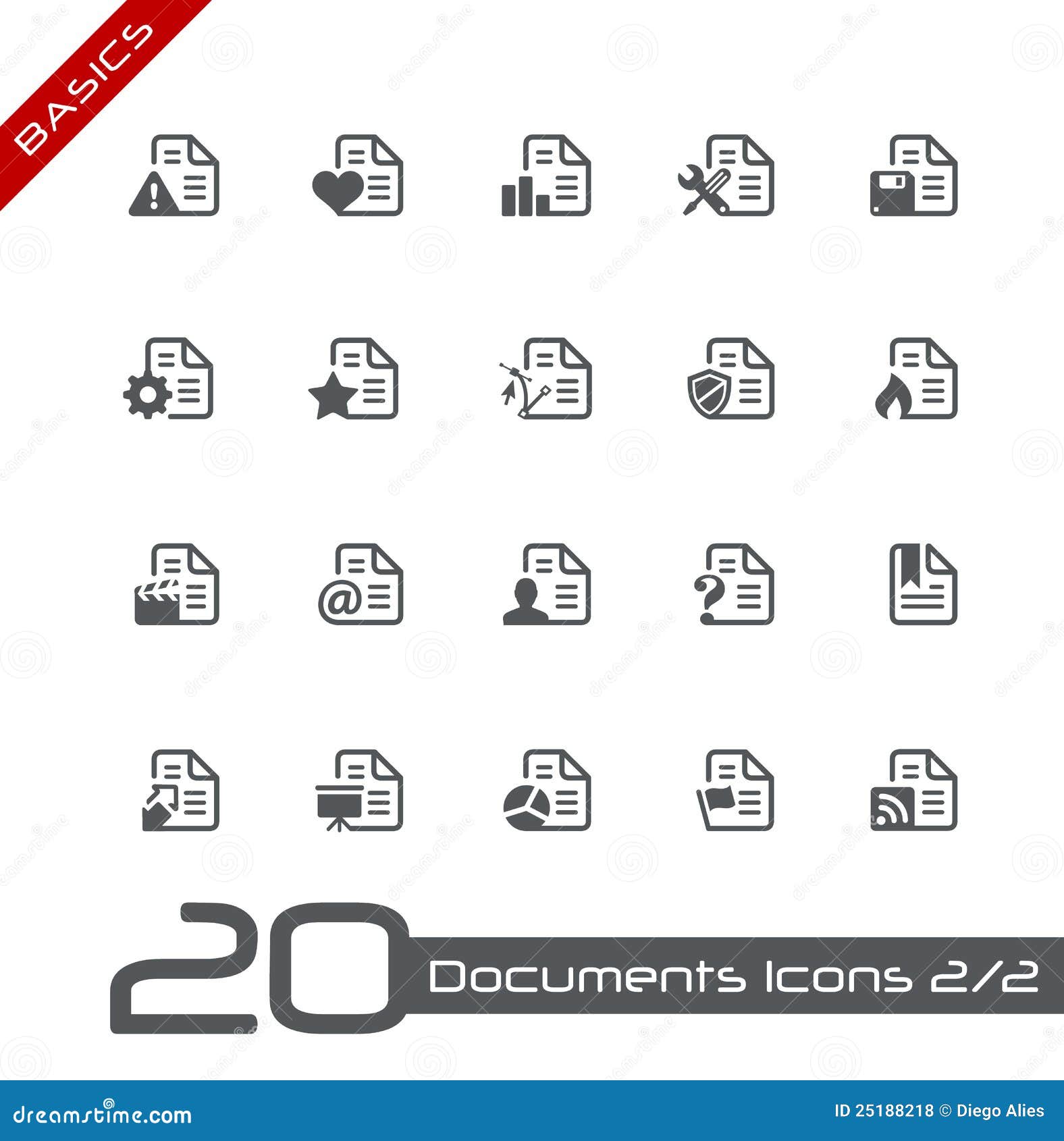 Documents Icons - Set 2 of 2 // Basics Stock Vector - Illustration of ...