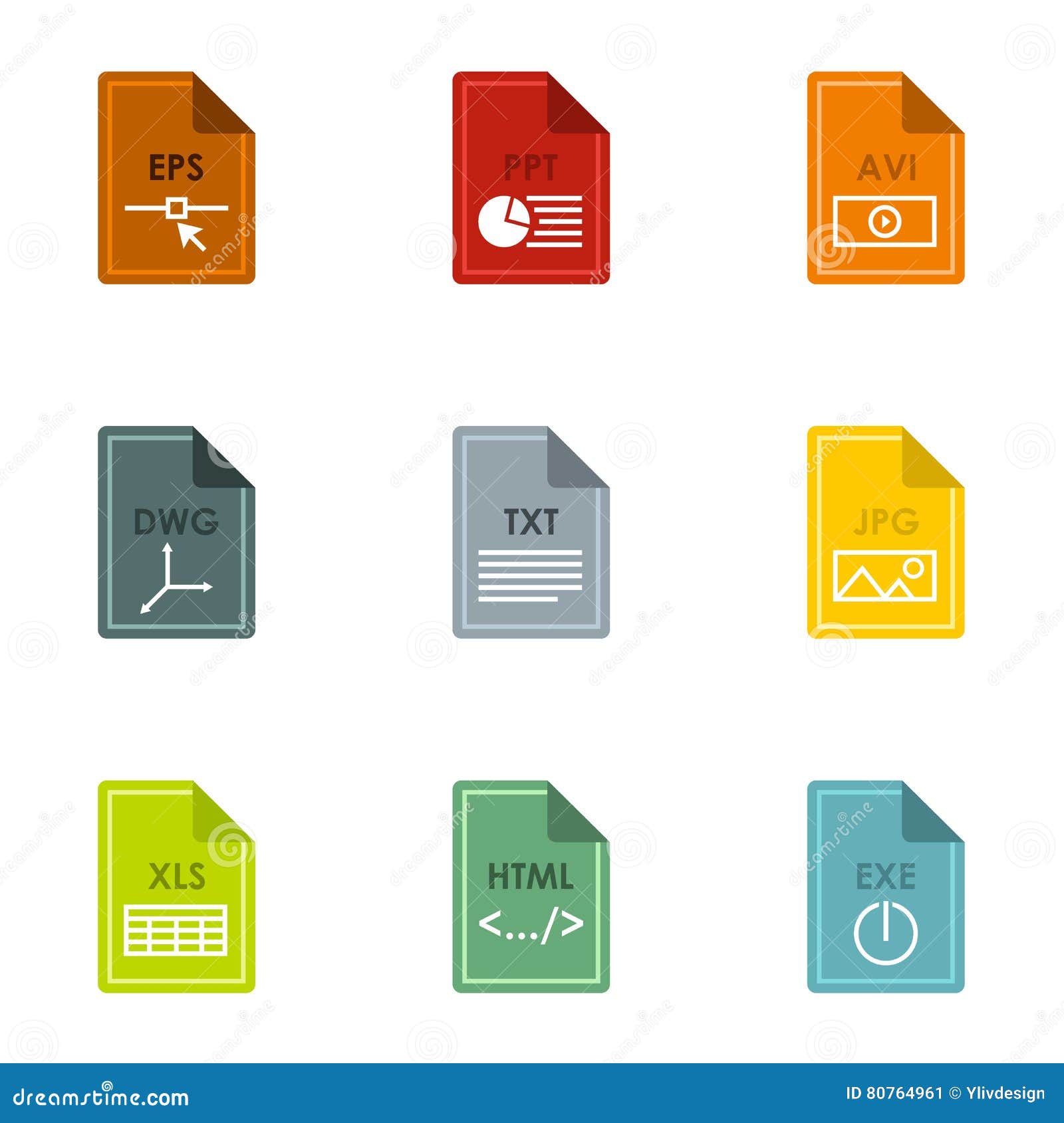 Documents Icons Set, Flat Style Stock Vector - Illustration of menu ...