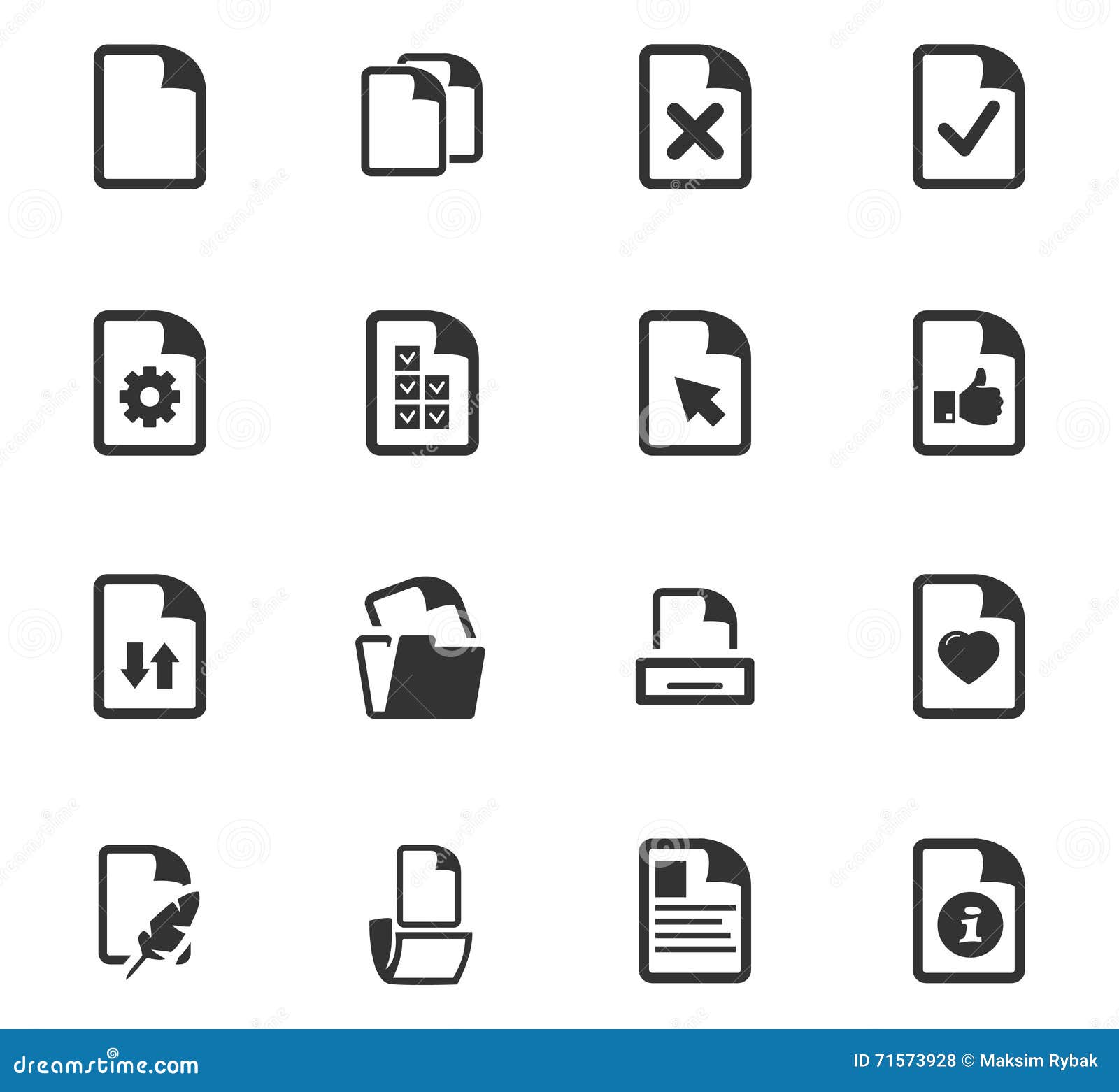 Documents icons set stock vector. Illustration of vector - 71573928