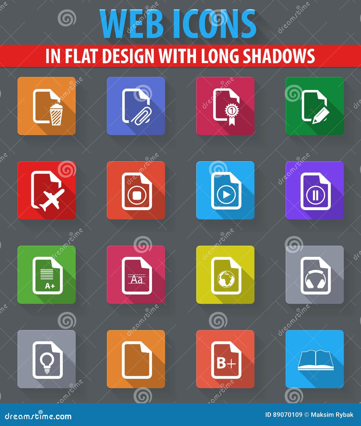 Documents icons set stock vector. Illustration of element - 89070109