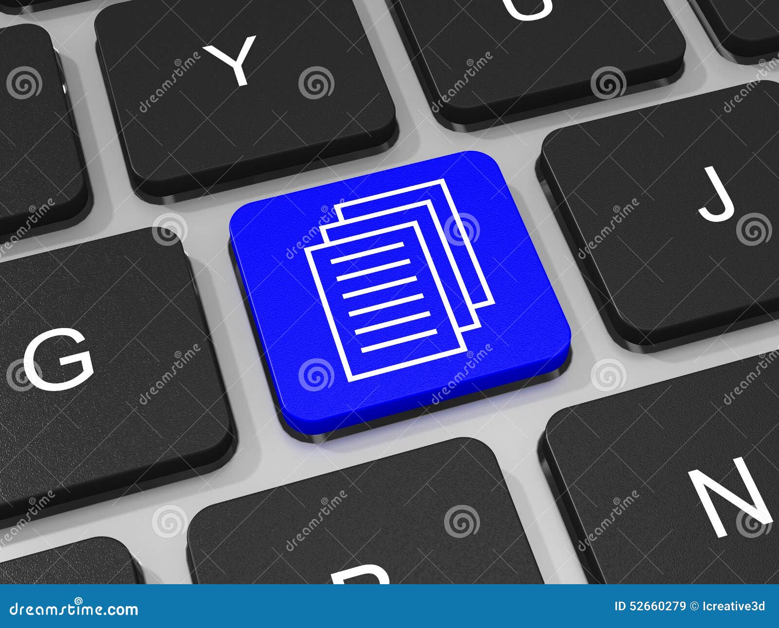 Documents Key on Keyboard of Laptop Computer. Stock Illustration ...