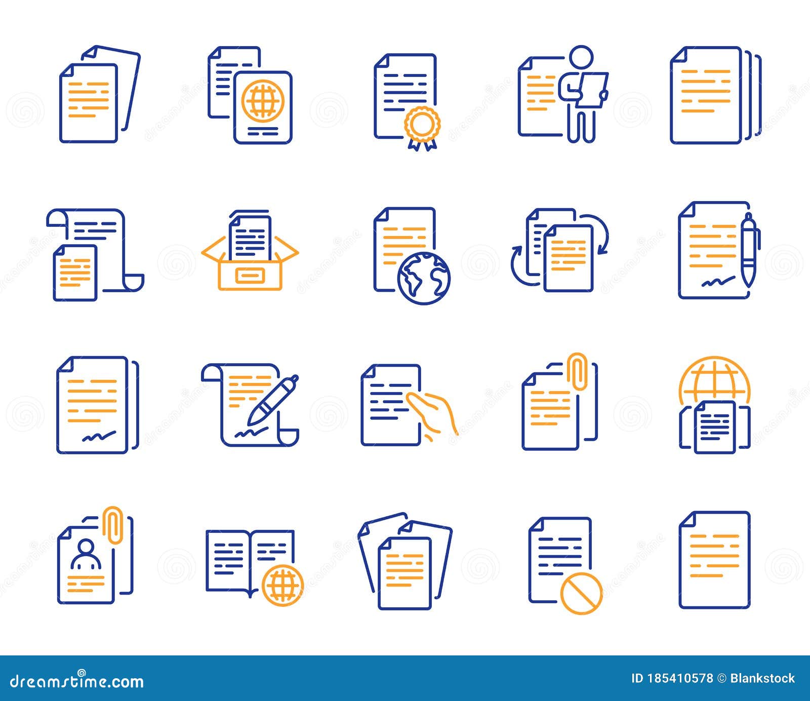 Documents Line Icons. Copy Files, Contract Agreement, Passport ... Documents Line Icons. Copy Files, Contract Agreement, Passport ...