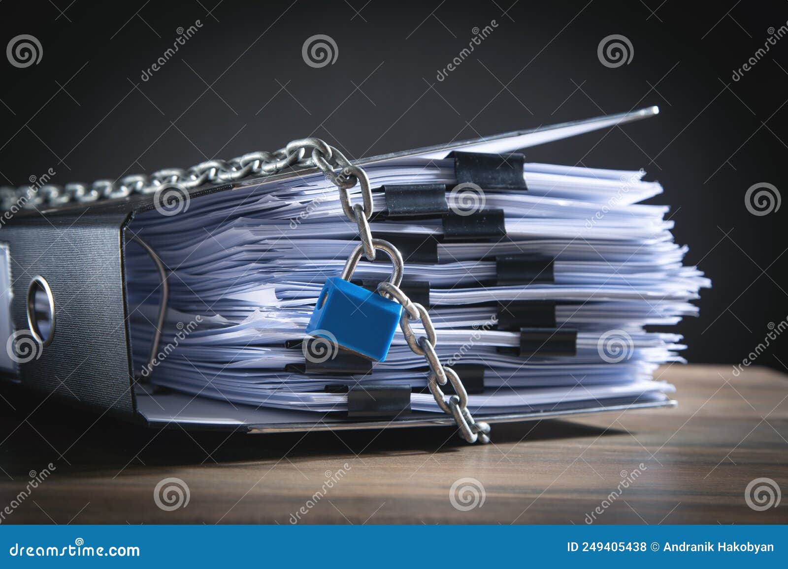 Documents Locked with Padlock and Chains Stock Photo - Image of privacy ...