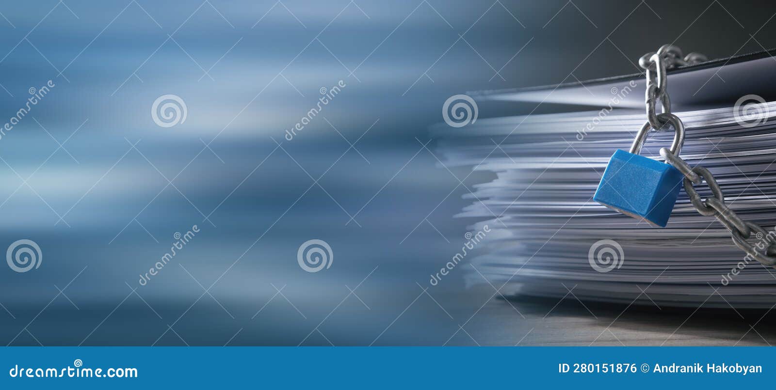 Documents Locked with Padlock and Chains Stock Photo - Image of office ...