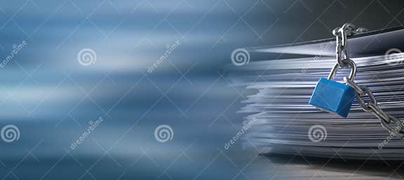 Documents Locked with Padlock and Chains Stock Photo - Image of office ...