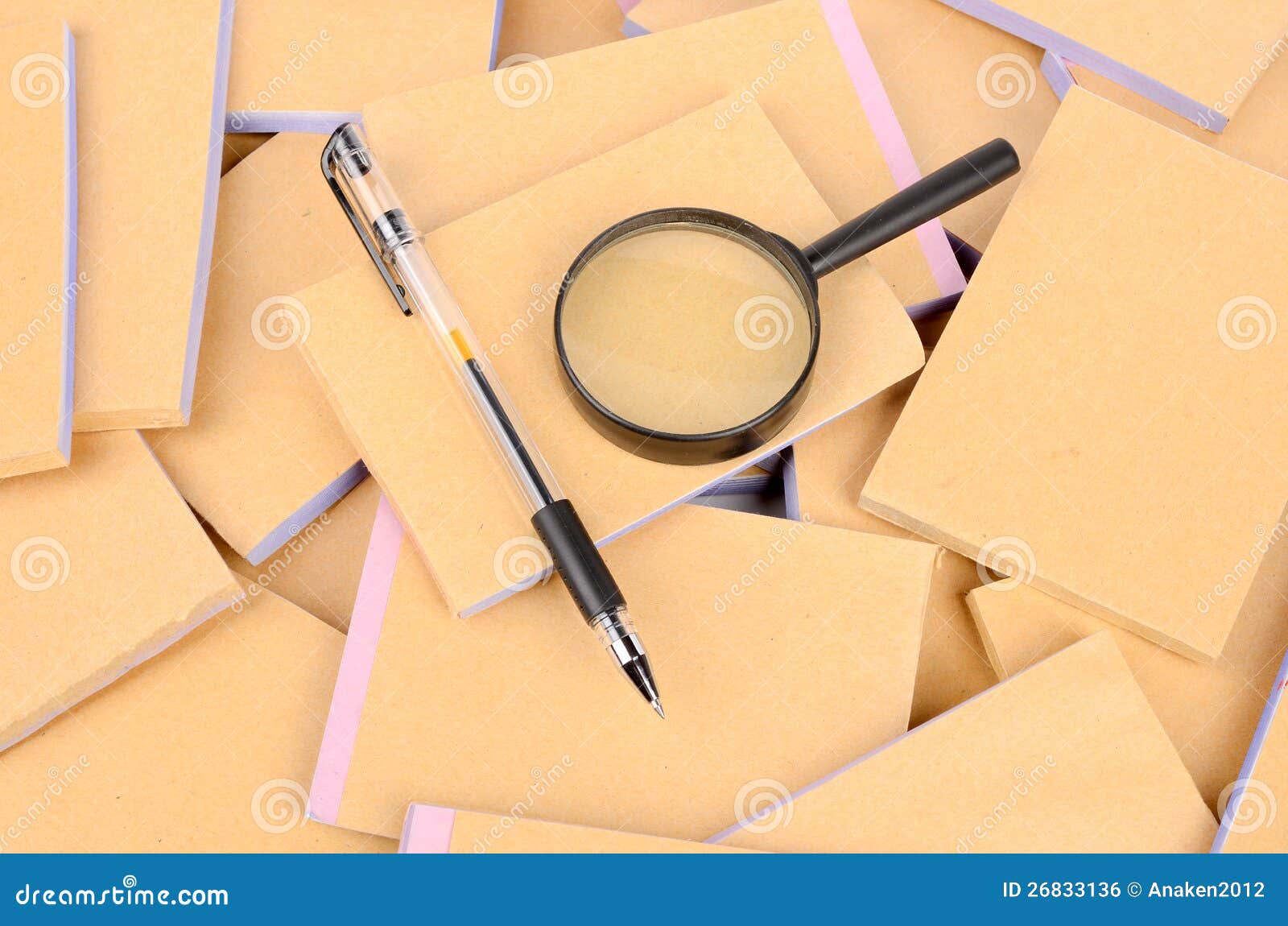 Documents and magnifier stock photo. Image of ballpoint - 26833136