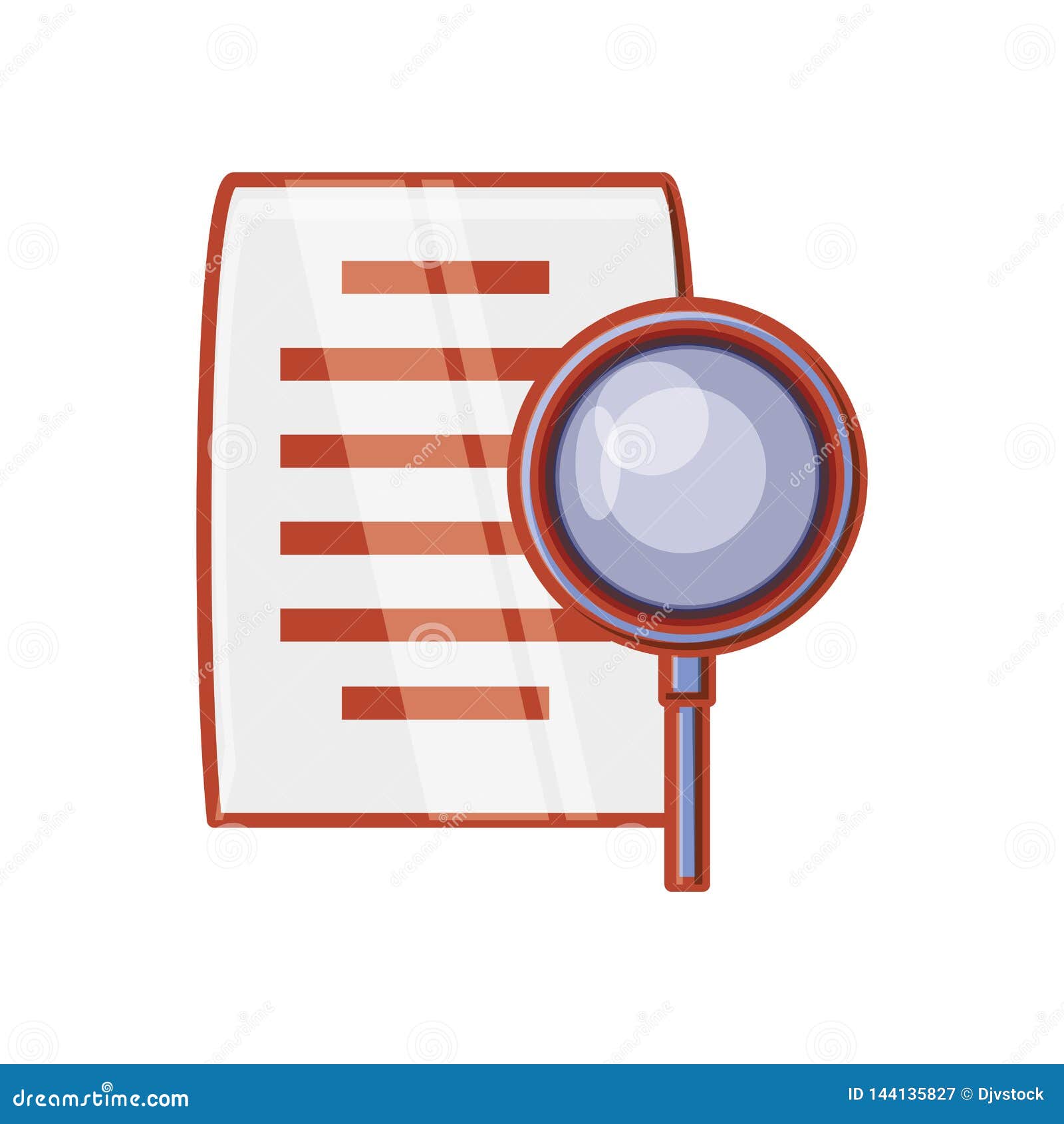 Documents Paper with Magnifying Glass Stock Illustration - Illustration ...