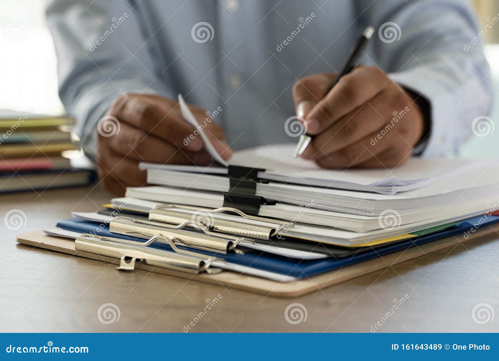 Documents Paperwork Stack of Business Paper Documents on Office on Desk ...