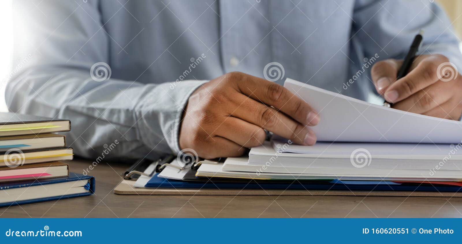 Documents Paperwork Stack of Business Paper Documents on Office on Desk ...