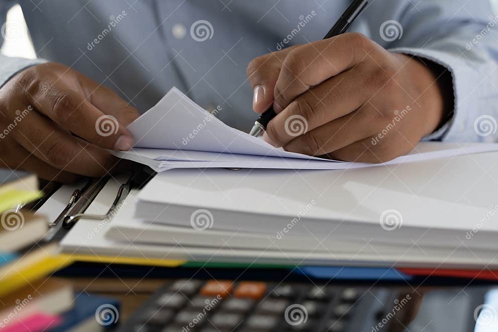 Documents Paperwork Stack of Business Paper Documents on Office on Desk ...