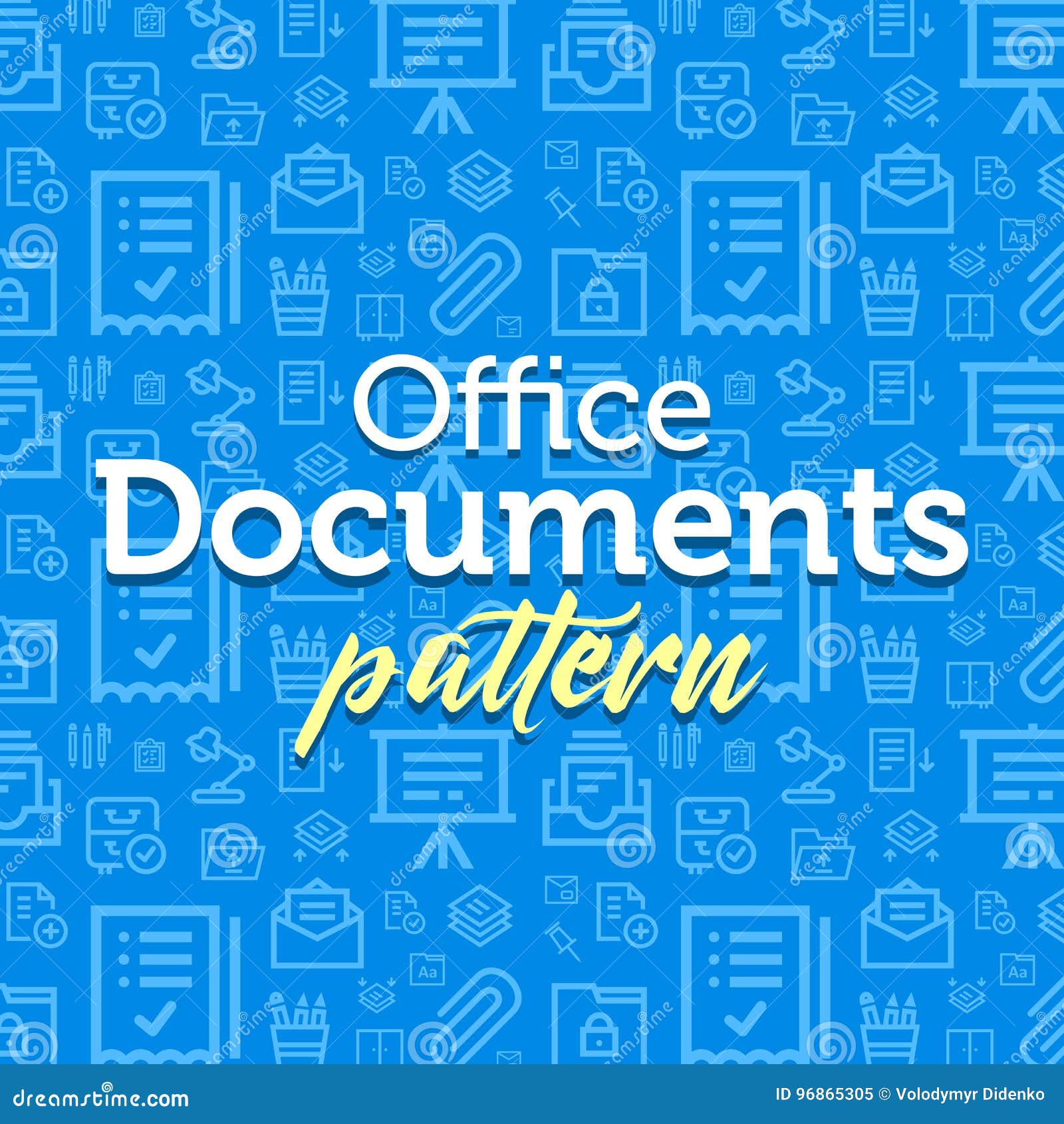 Documents Pattern Illustration with Vector Outline Simple Flat Icons on ...