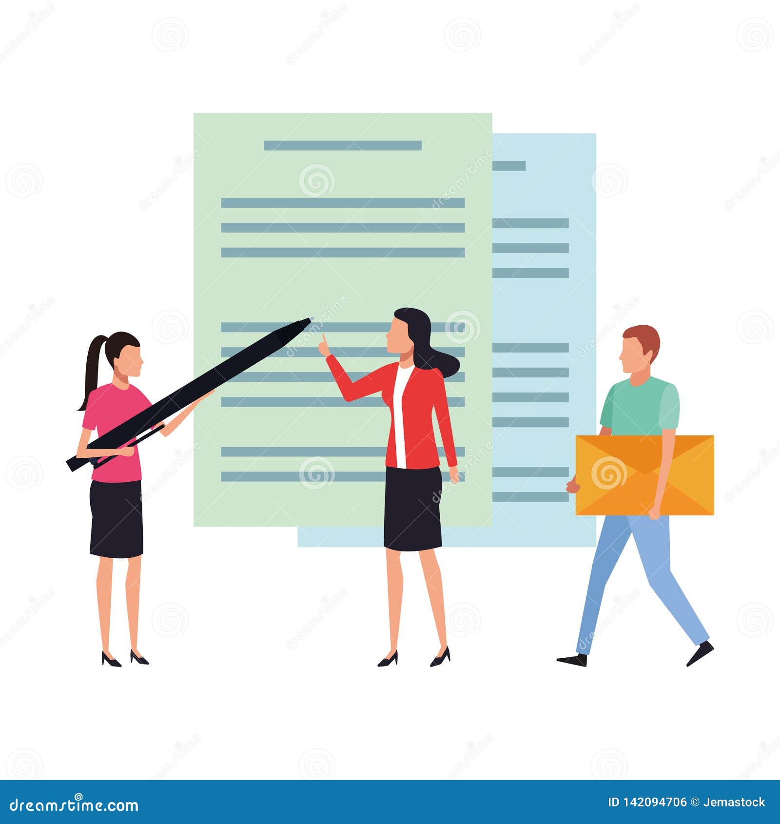 Documents and people stock vector. Illustration of concept - 142094706